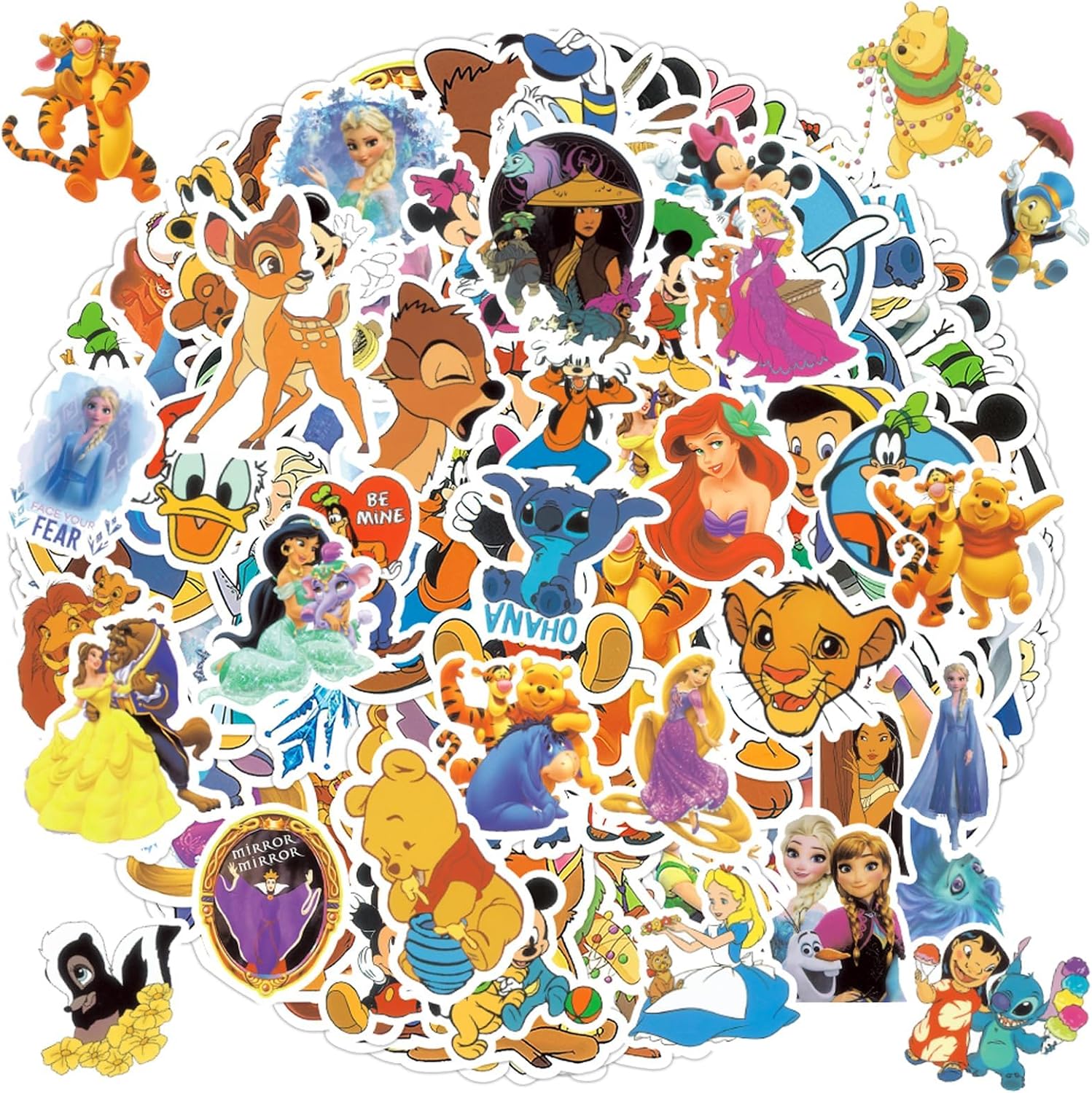 Amazon.com: 100Pcs Mixed Cartoon Stickers Pack Waterproof Princess ...