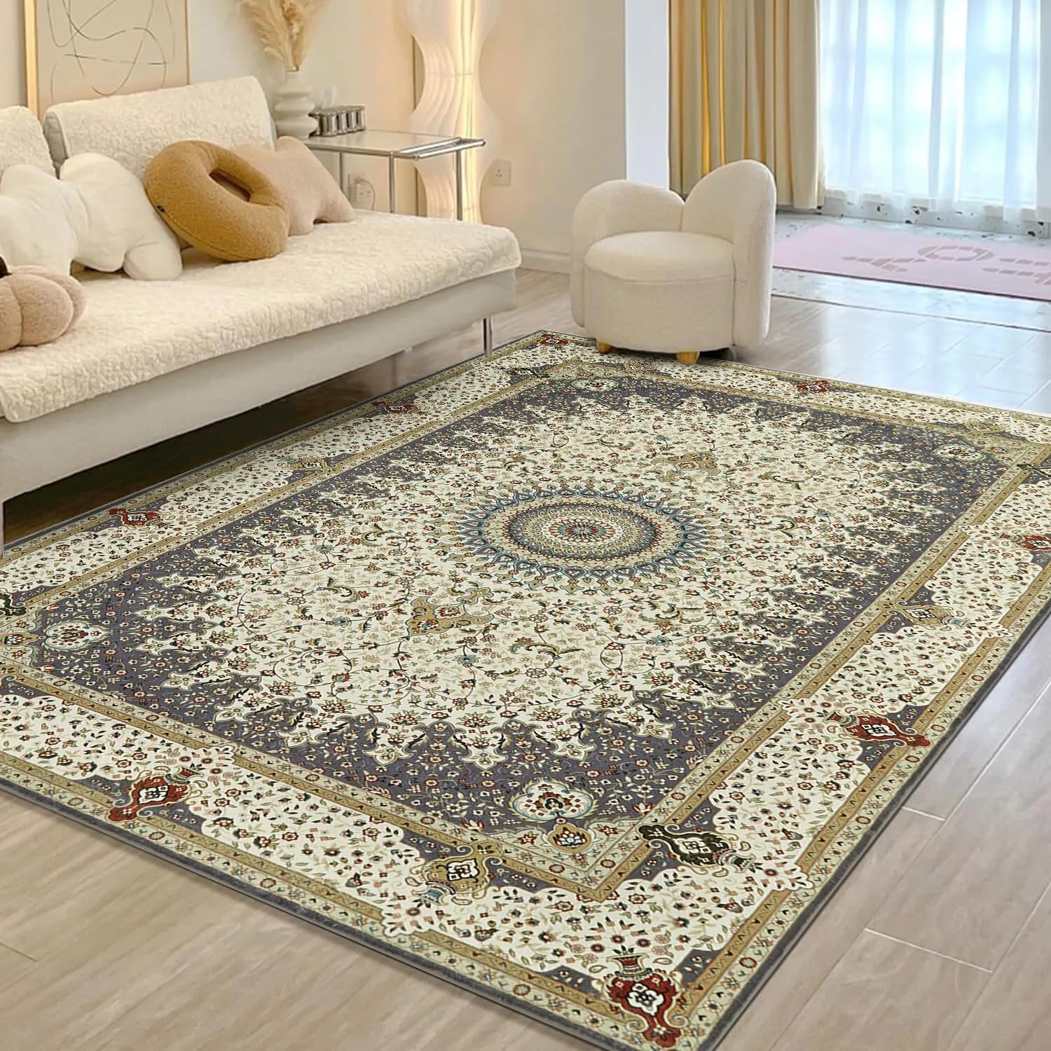 BedLooms Washable Rugs Living Room 80x150 cm – Floral Vintage Cashmere ...