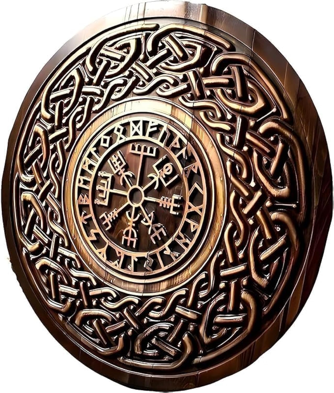 Amazon.com: Medieval Round Viking Shield Celtic Ornament Brown Carved ...