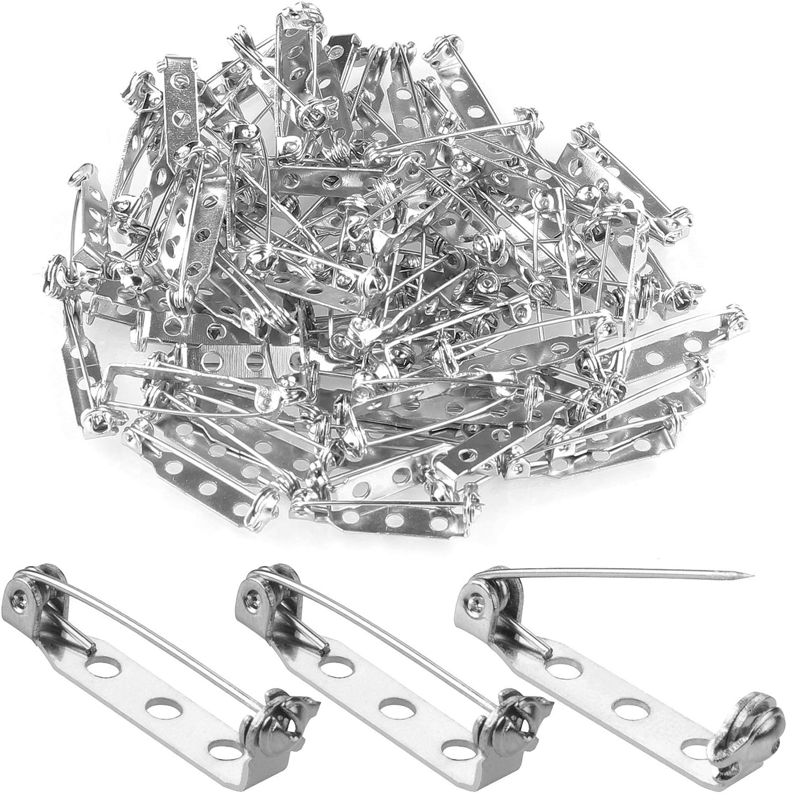 Amazon.com: AConnet 100 Pcs Silver Safety Pins 1 Inch Pin Back Clasp ...