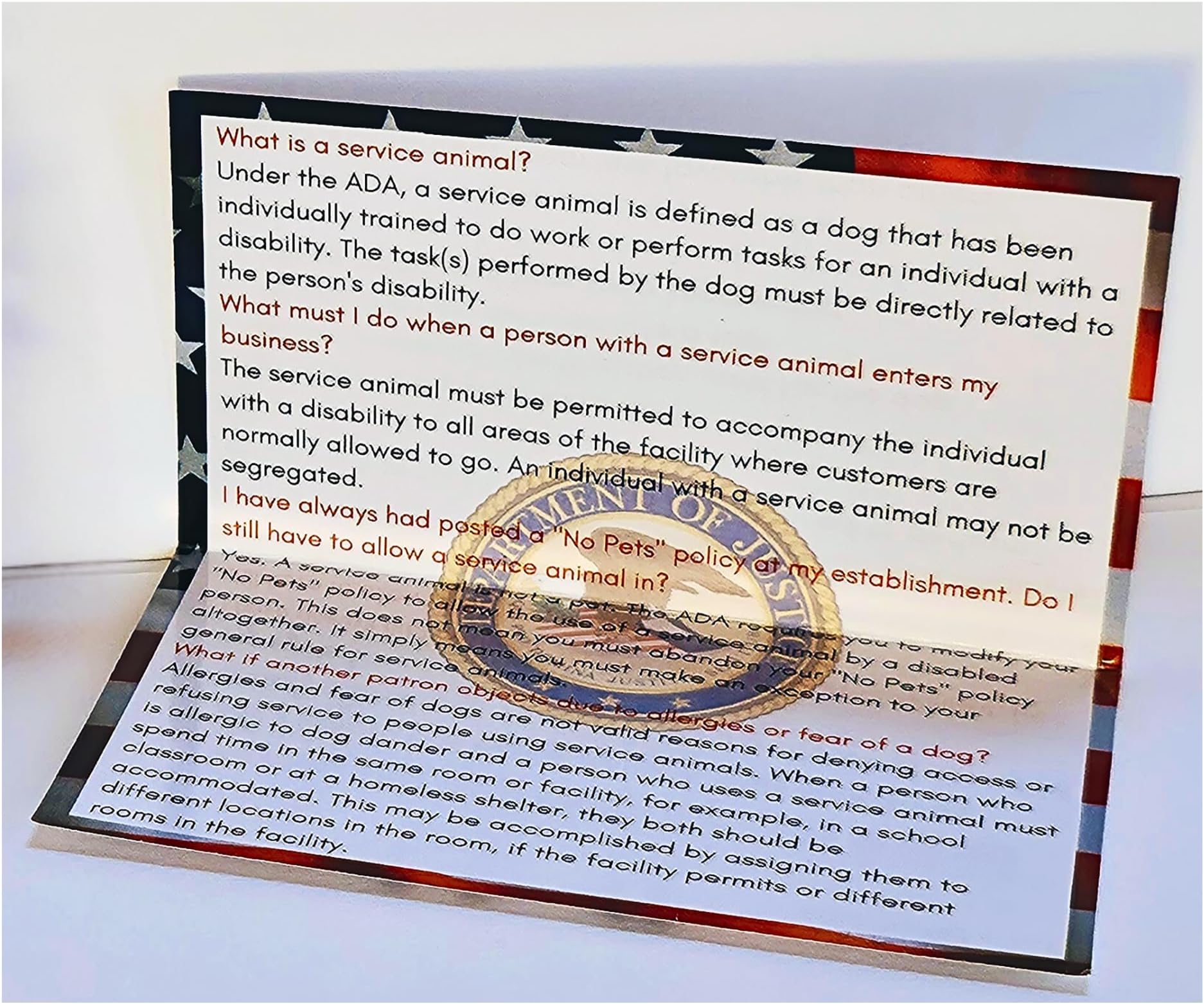 Amazon.com : ADA Service Dog Law Cards 2025 - THE ORIGINAL - 50 ADA ...