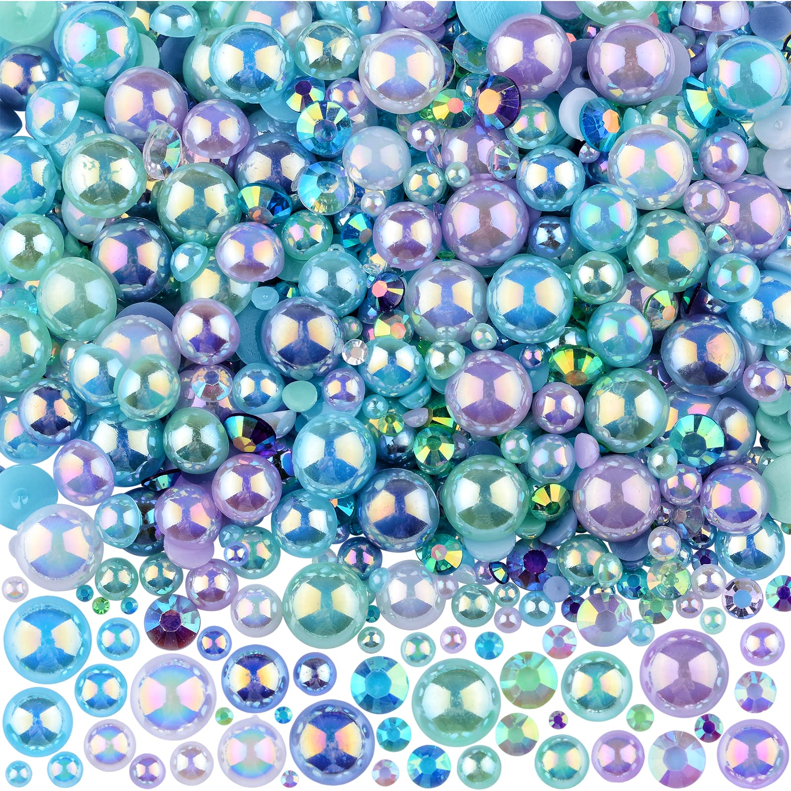 Amazon.com: Kikonoke 75g Mix Resin Pearls Rhinestones Kit, 3-10mm Half ...