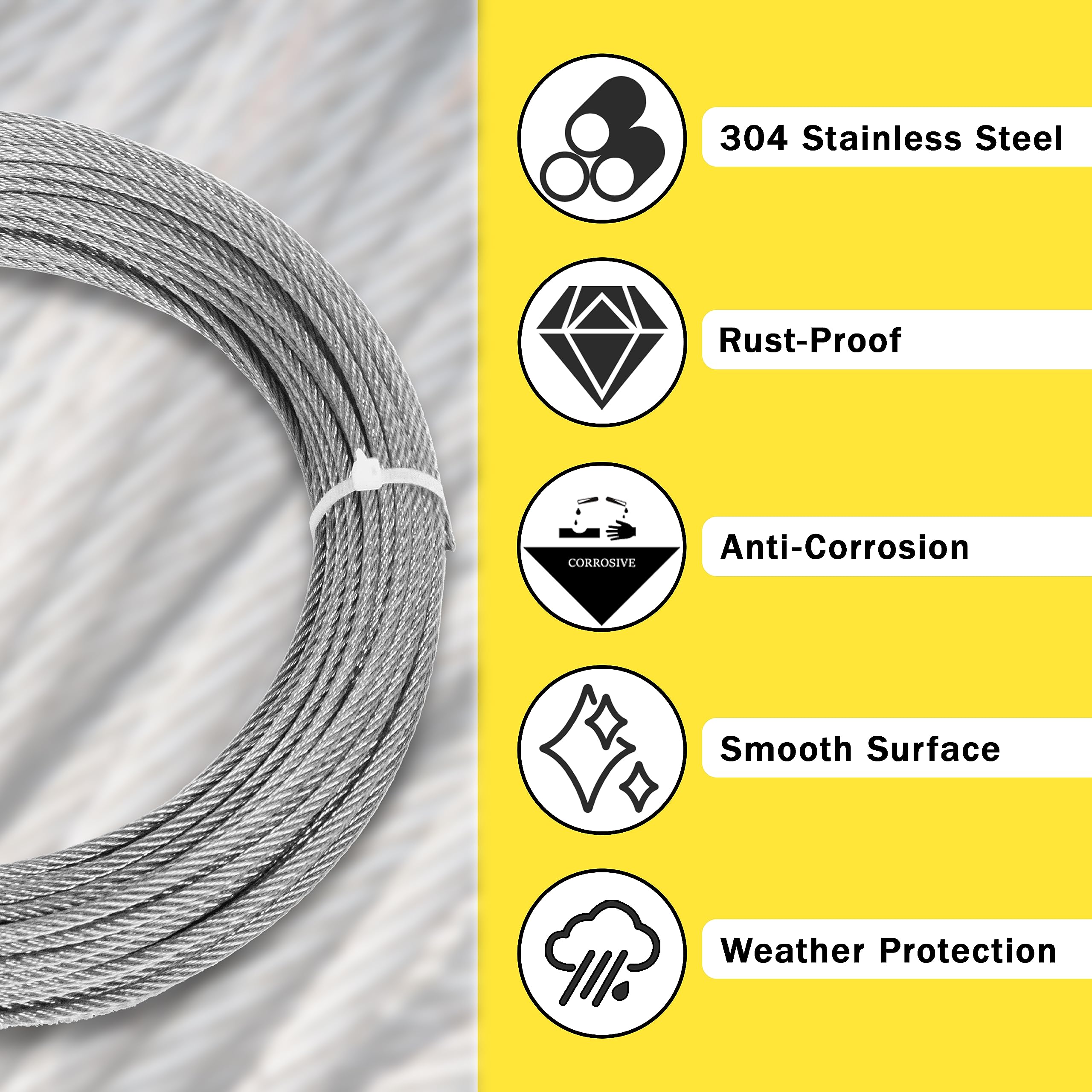 Snapklik.com : Wire Rope Kit 1/8" Stainless Steel Cable, 98.5FT Wire ...
