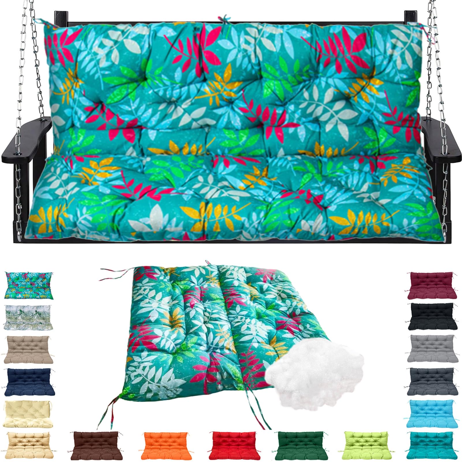 Amazon.com: Fnyopki Porch Swing Cushions with Backrest, Thicken 4 ...