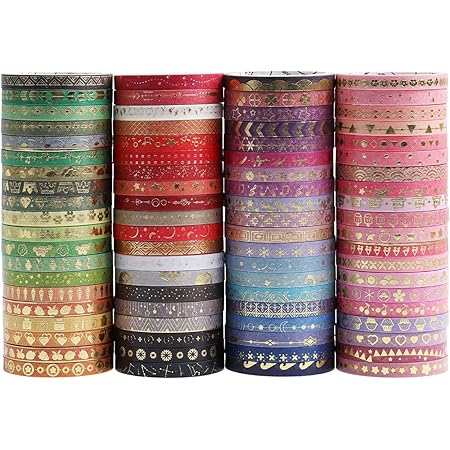48 Rolls Washi Tape Set - 8mm Wide, Colorful Flower Style Design ...