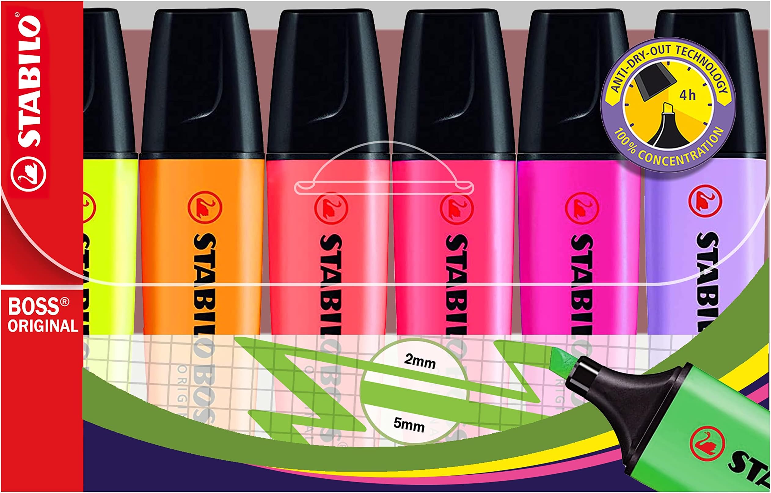 Highlighter - STABILO BOSS ORIGINAL - Pack of 6 - Assorted Colours ...