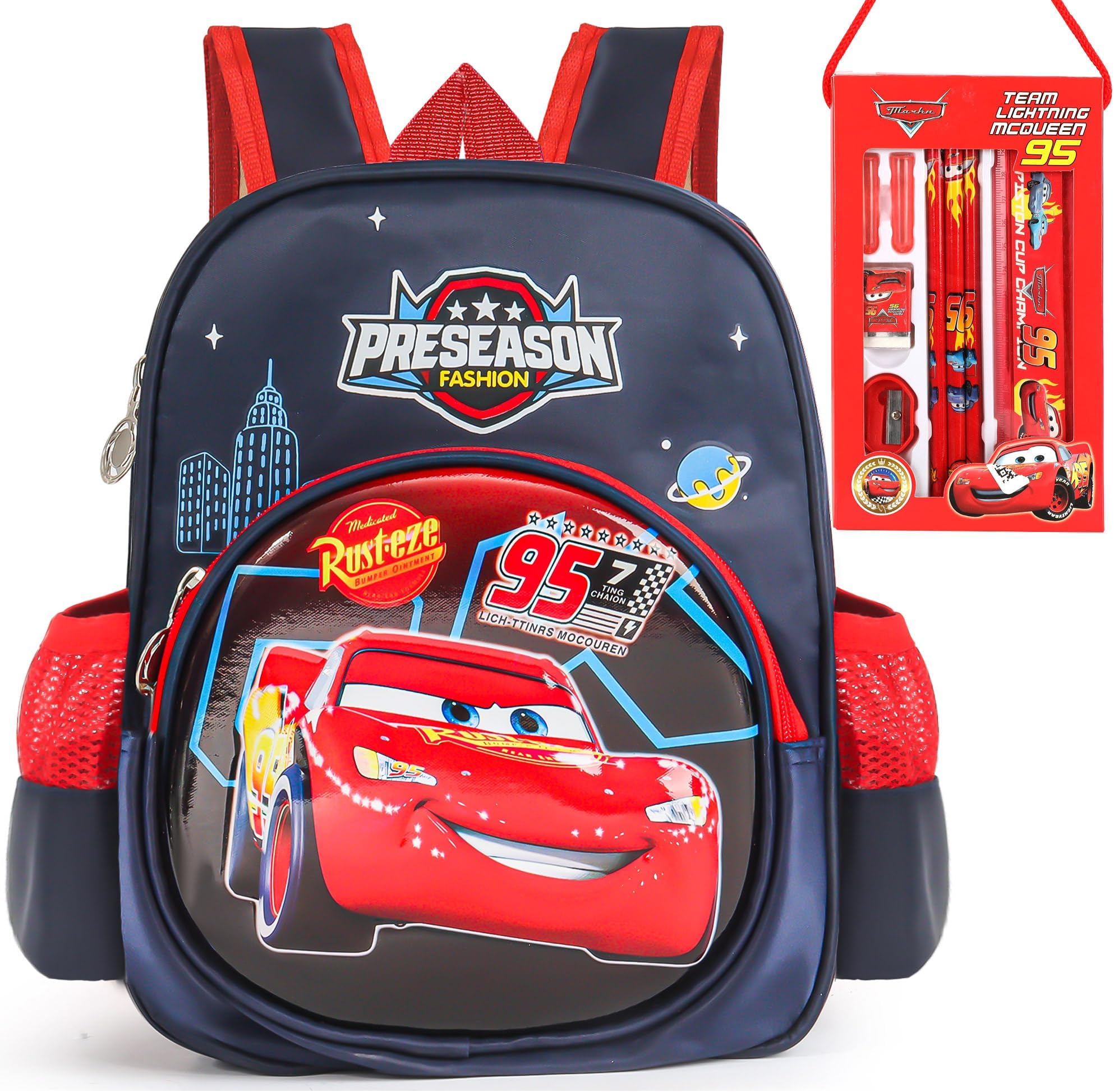 Amazon.com: Disney Cars Lightning McQueen 16" Kids Backpack and Lunch ...