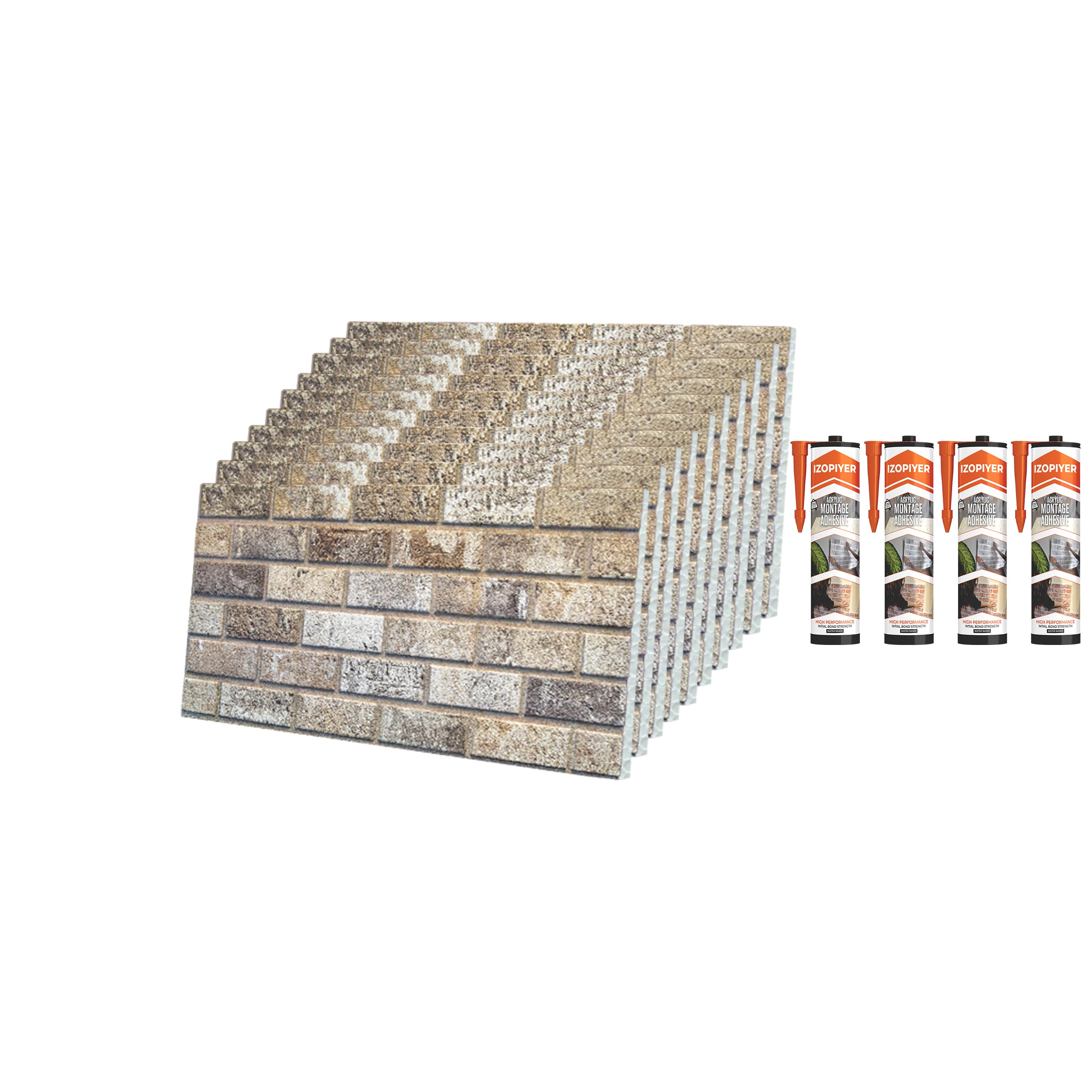 Buy IZODEKOR 3D Brick Effect Wall Panels - Cladding with Akfix 310 ...