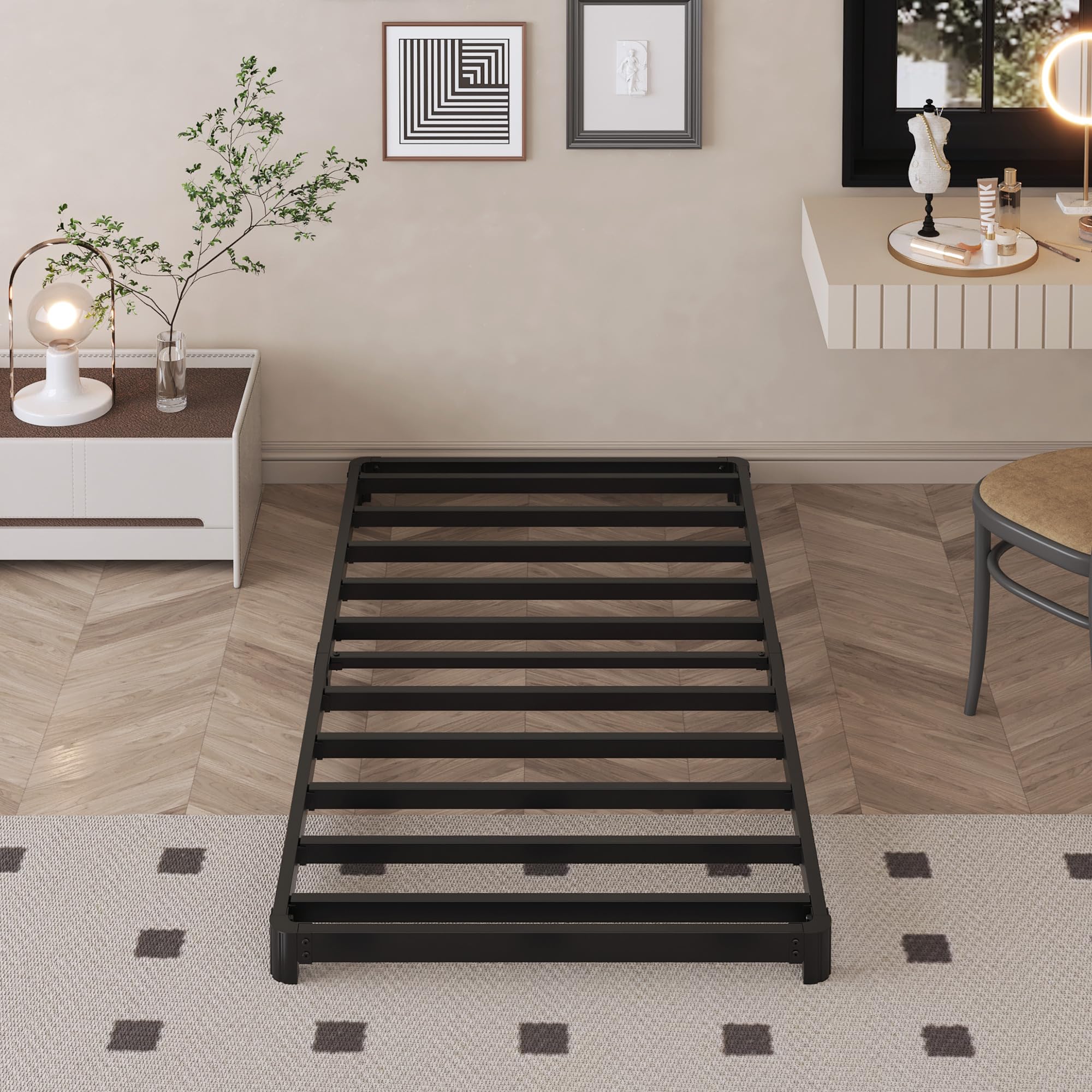 Amazon.com: Likelalaso 3 inch Low Twin XL Bed Frames with Rounded ...