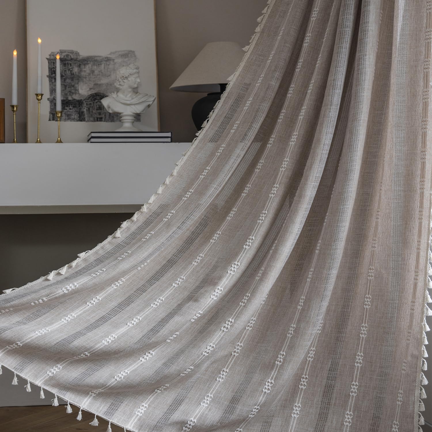 Amazon.com: ColorBird Boho Linen Curtains 63 Inch Length, 2 Panels Set ...