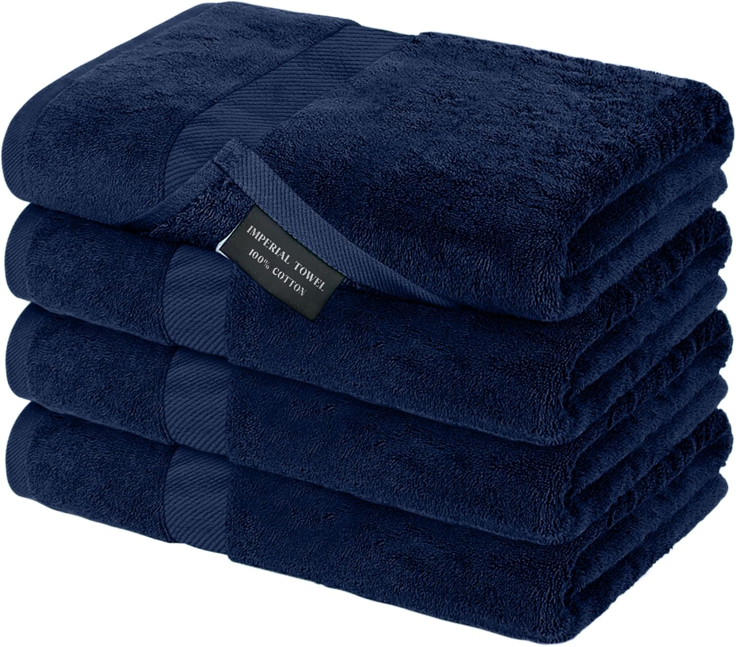 Canadian Linen 4 Pack Navy Blue Bath Towels Set 27"x54" Soft Absorbent ...