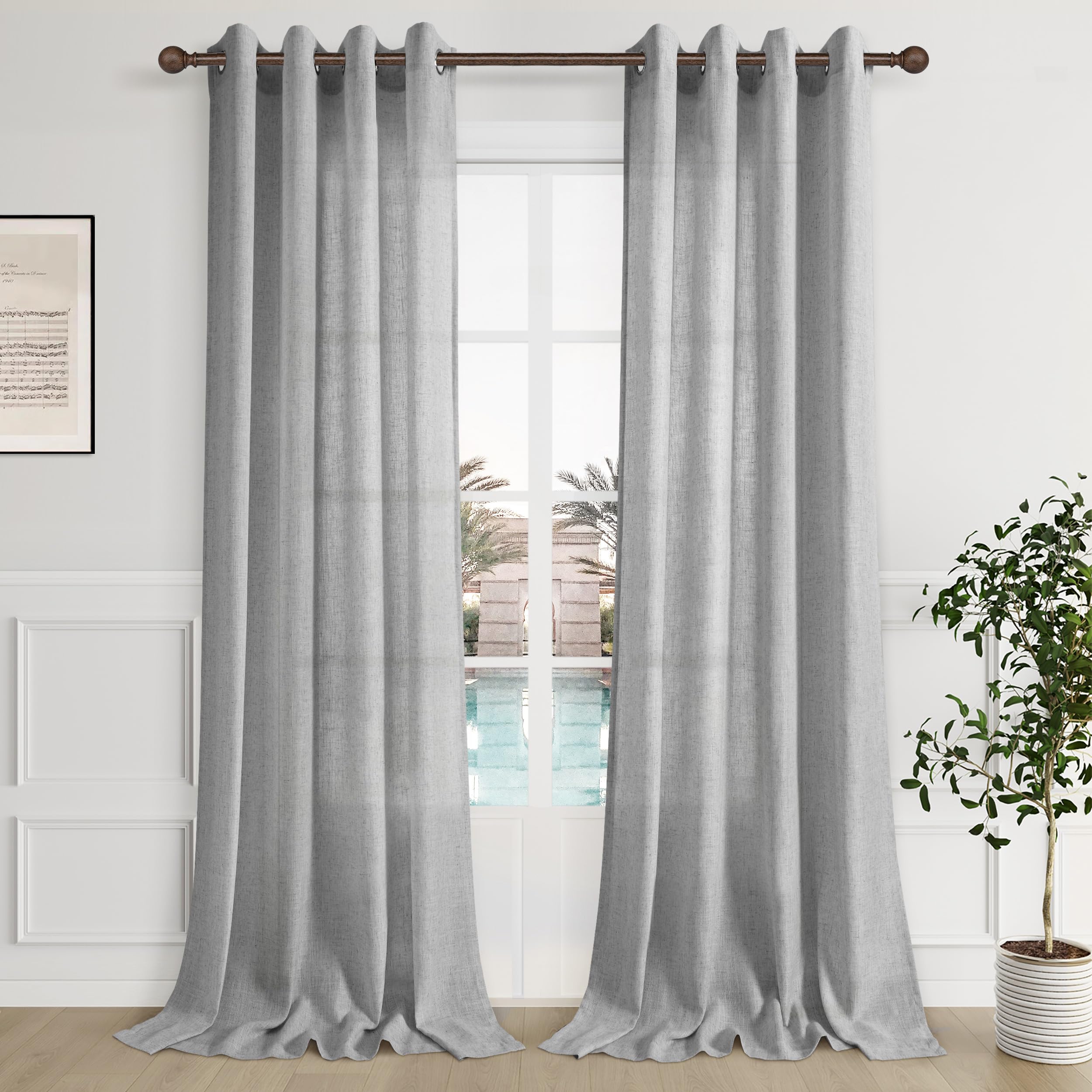 Amazon.com: Light Grey Living Room Curtains 90 Inches Long 2 Panels ...