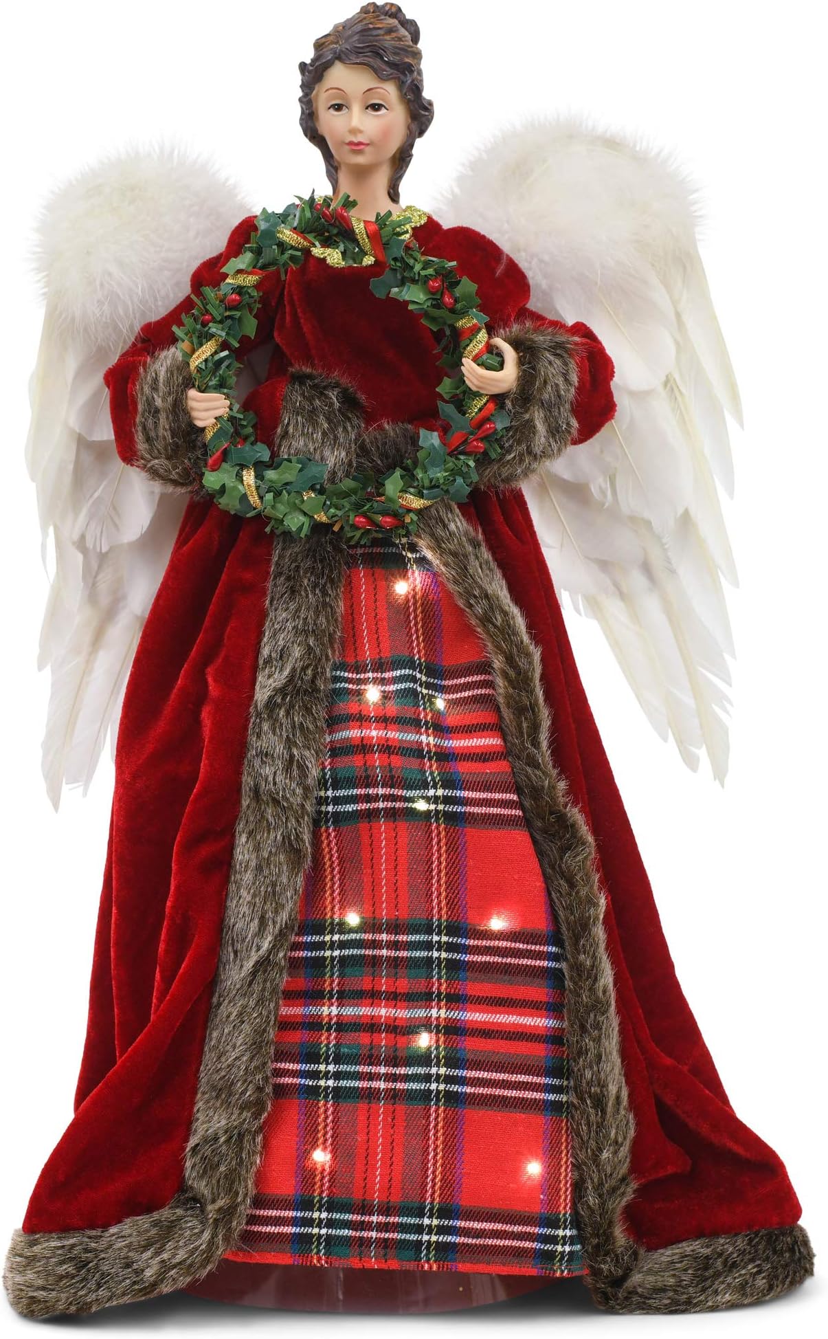 Amazon.com: Burgundy Rattan Rustic 10-Light Angel Tree Topper with ...