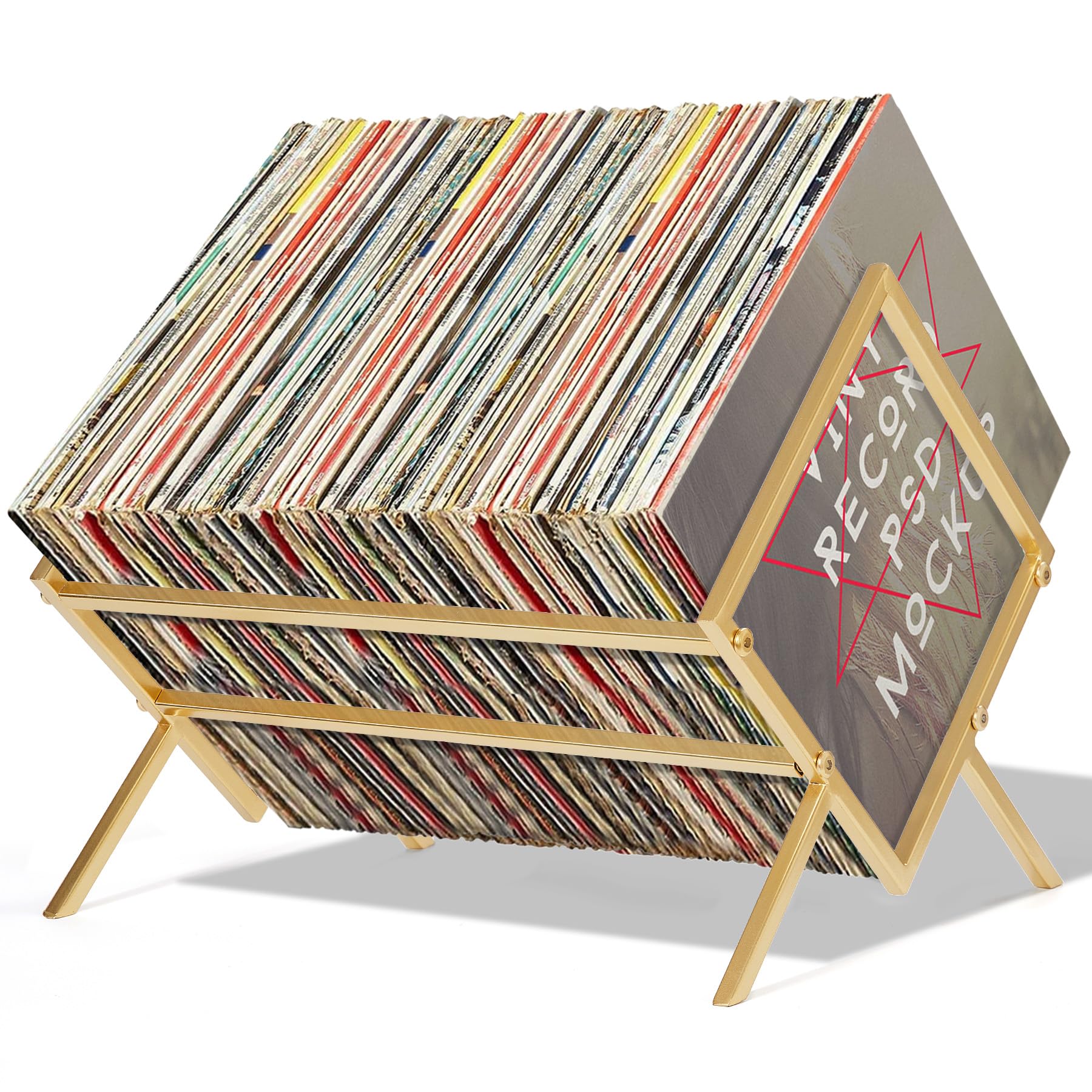 Amazon.com: EGMEHOAD Vinyl Record Storage Gold Metal, Vinyl Record ...