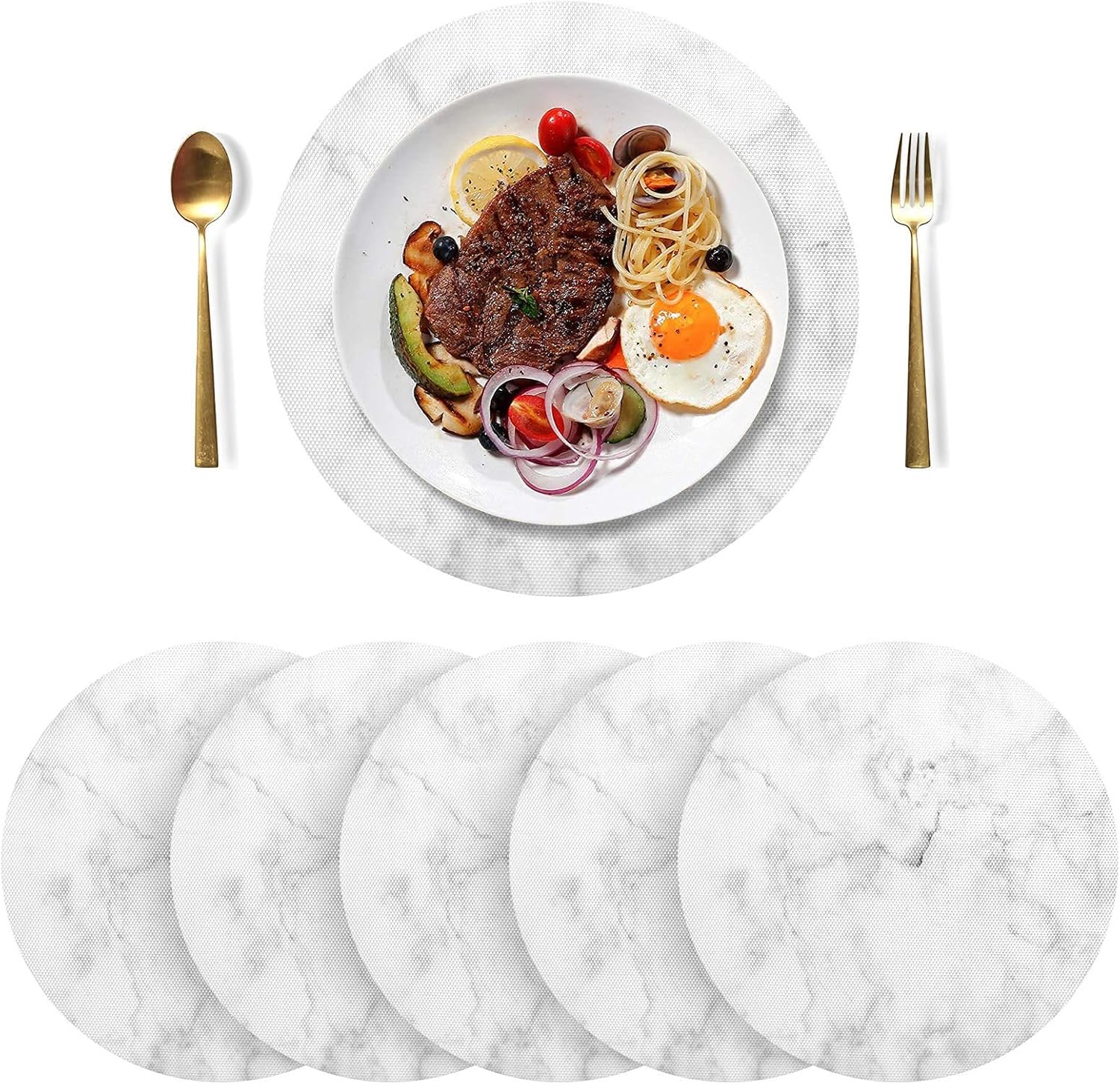 Amazon.com: Round Placemats Set of 6 Non Slip Table Mats Washable Heat ...
