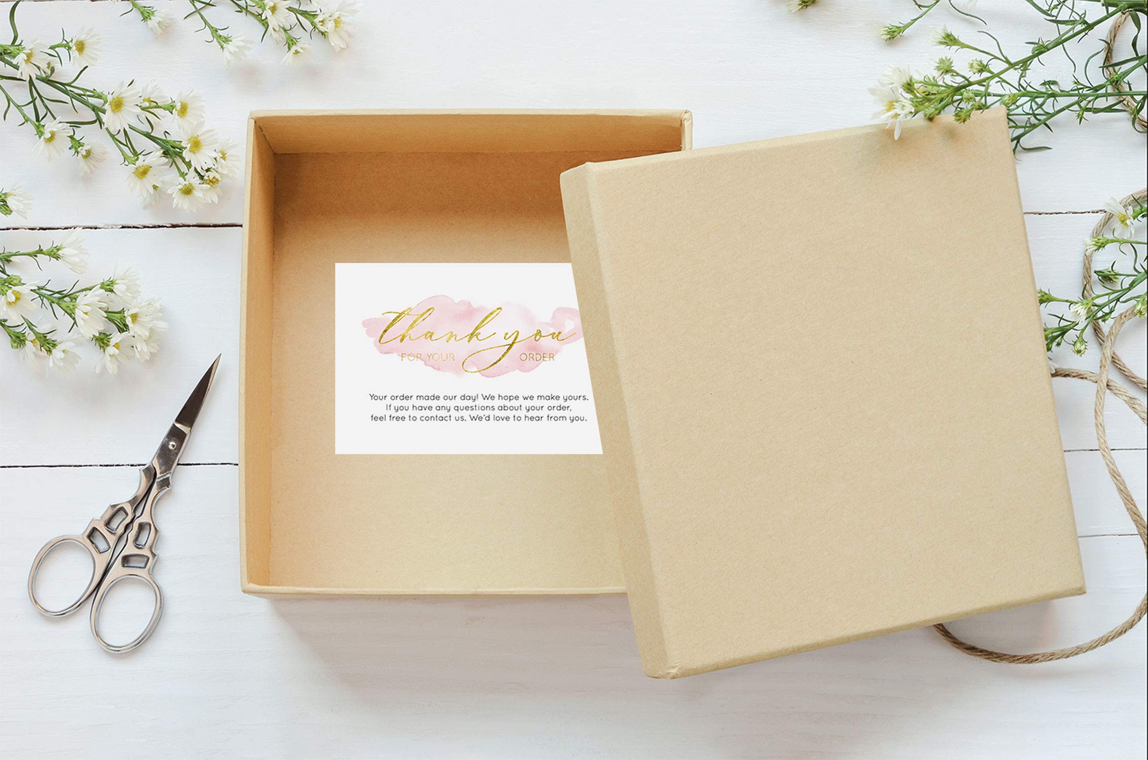 Snapklik.com : 100 Pack 4 X 6 Gold Foil Pink Watercolor Thank You For ...