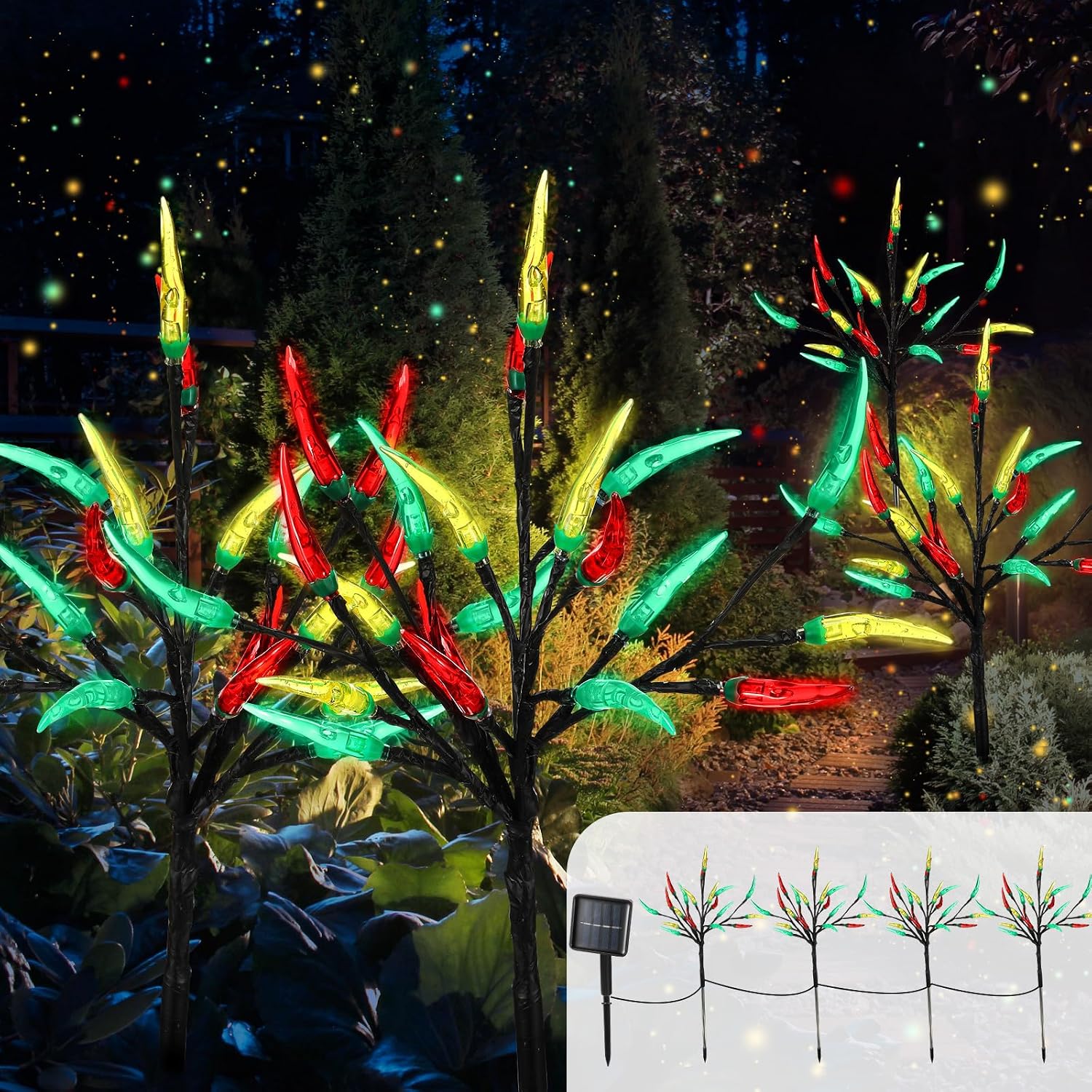 Amazon.com : Rossesay 4 Pack Solar Chili Pepper Lights Cinco De Mayo ...