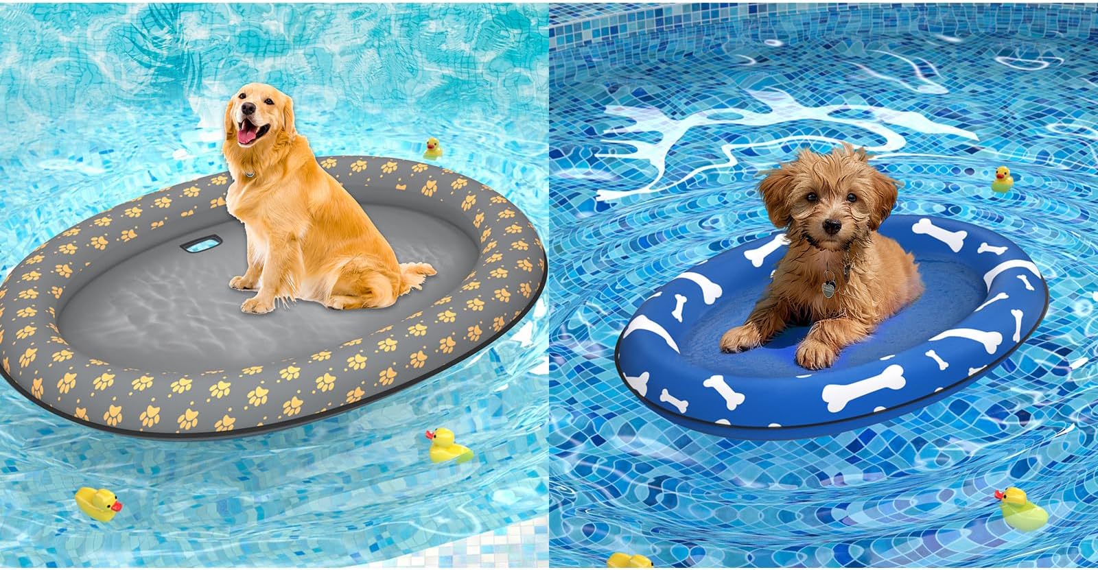 Amazon.com : Dog Pool Float Large (Grey) + Dog Float Small (Blue Bones ...