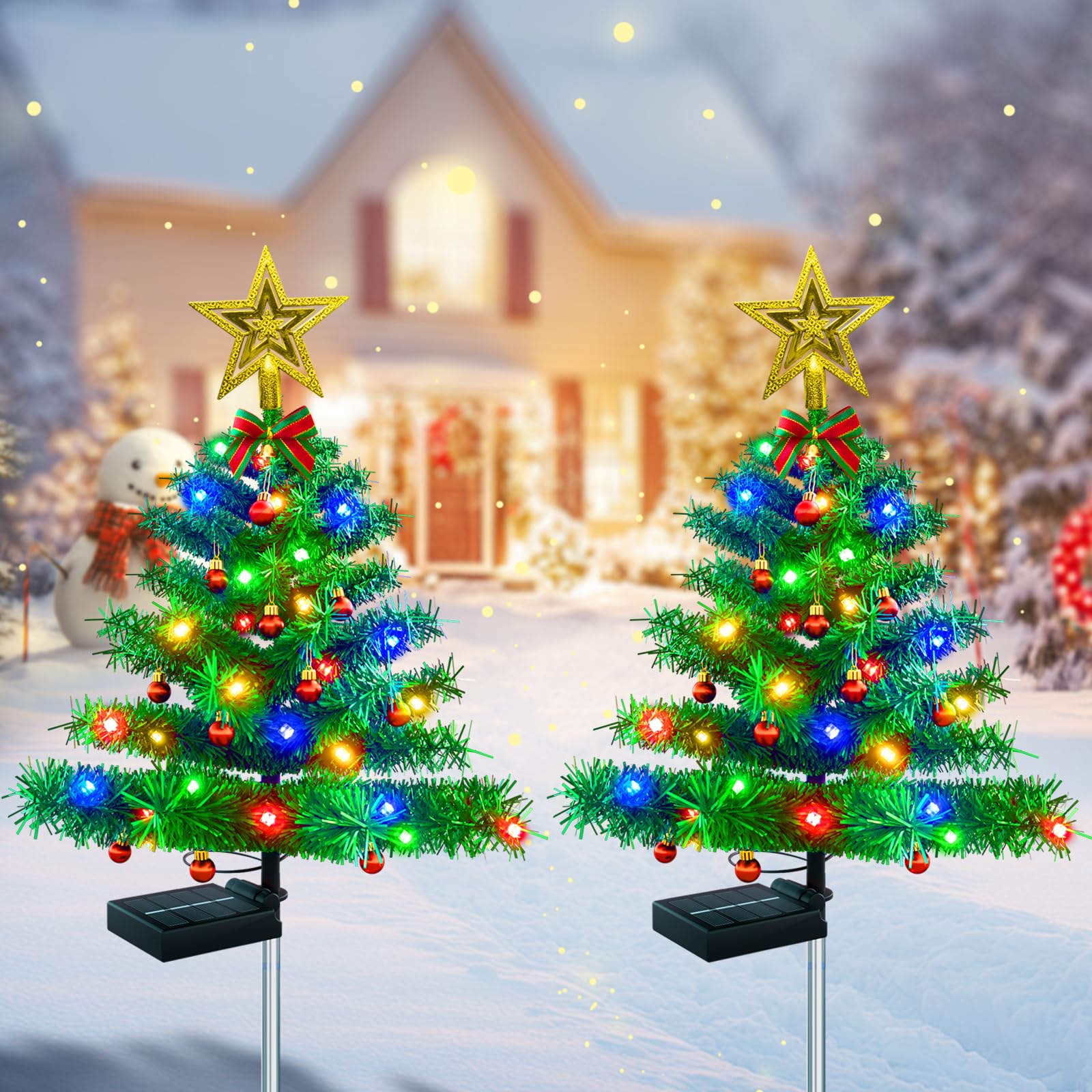 Upgraded Solar Outdoor Christmas Tree Lights Multicolor, 800mA Solar ...