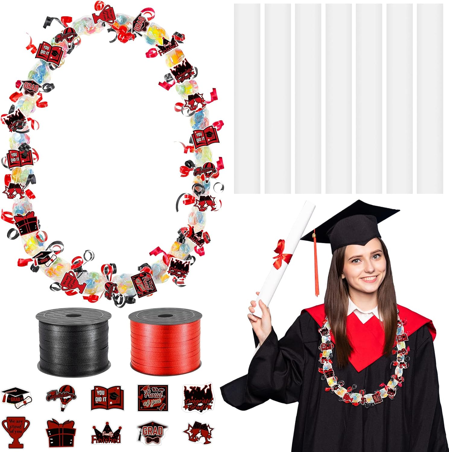 Amazon.com: Teling 60 Set Graduation Candy Lei Making Kit Hawaiian ...