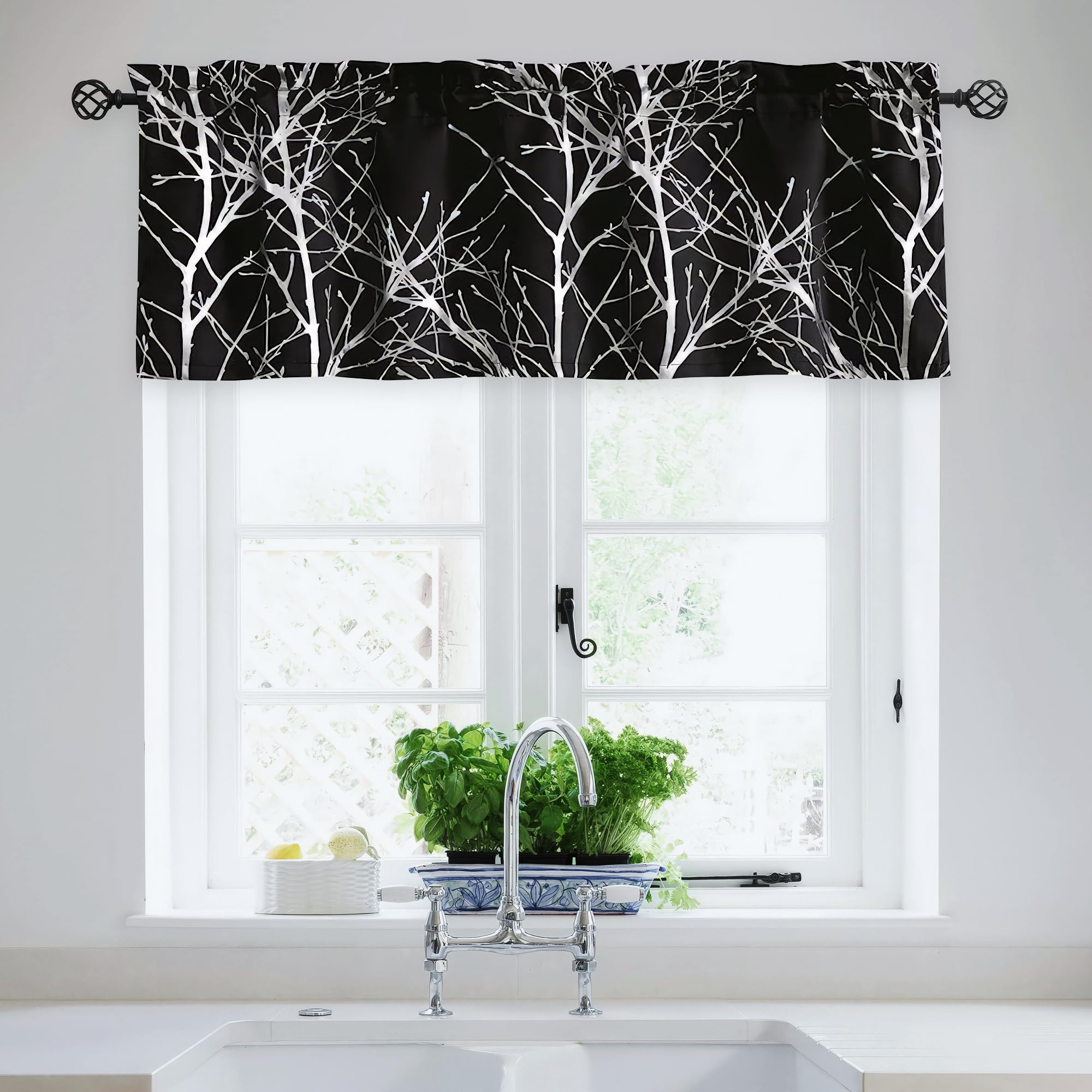 Amazon.com: FMFUNCTEX 100% Blackout Valance for Kitchen, Silver on ...