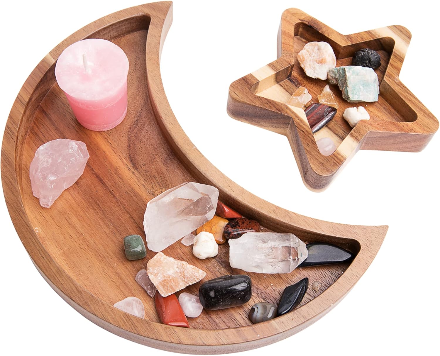 Buy Clever Casa Home Goods Celestial Star and Moon Tray Set: Crystal ...