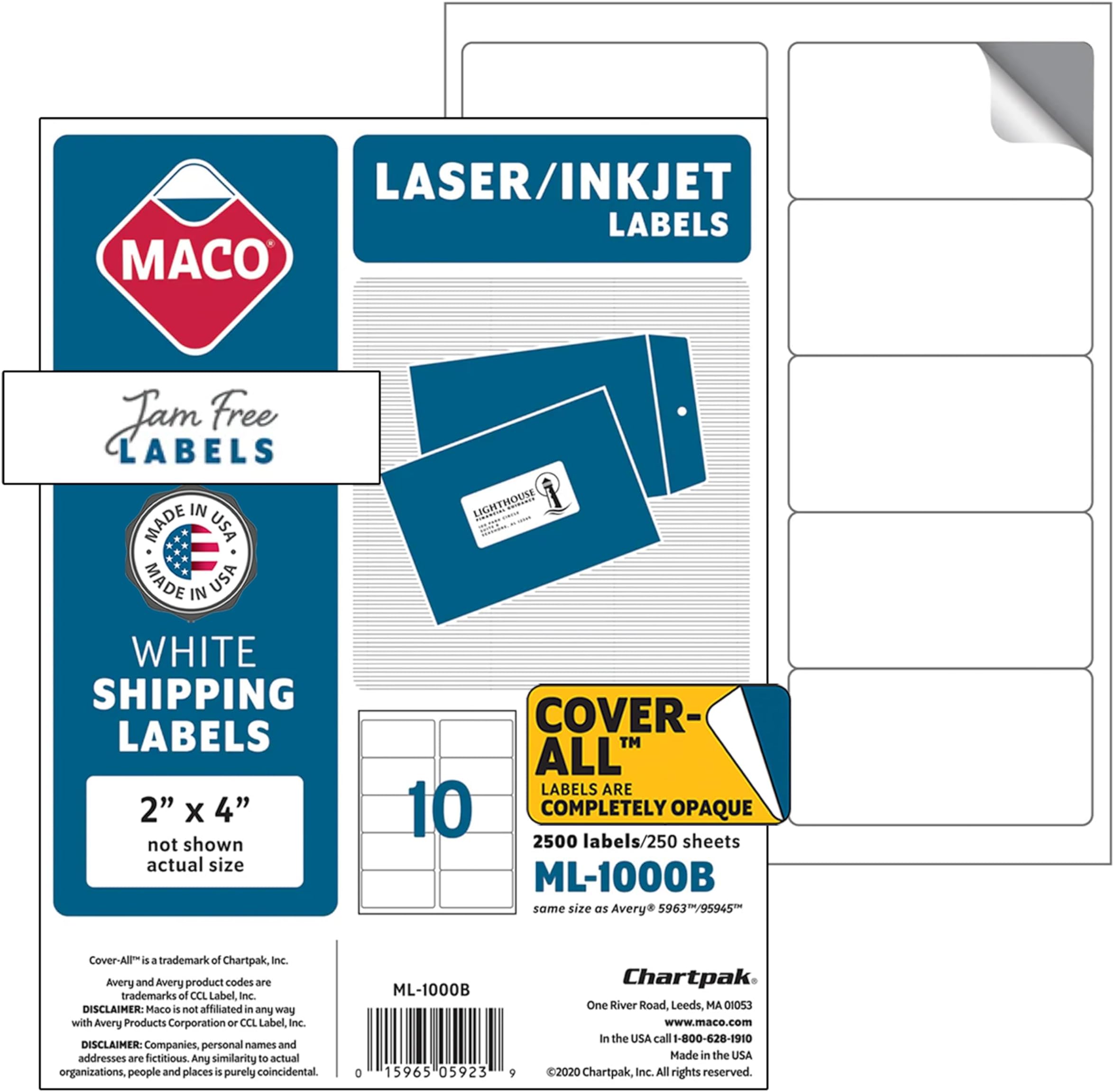 Amazon.com : Maco Laser/Ink Jet Matte Clear Full Sheet Labels, 8-1/2 x ...