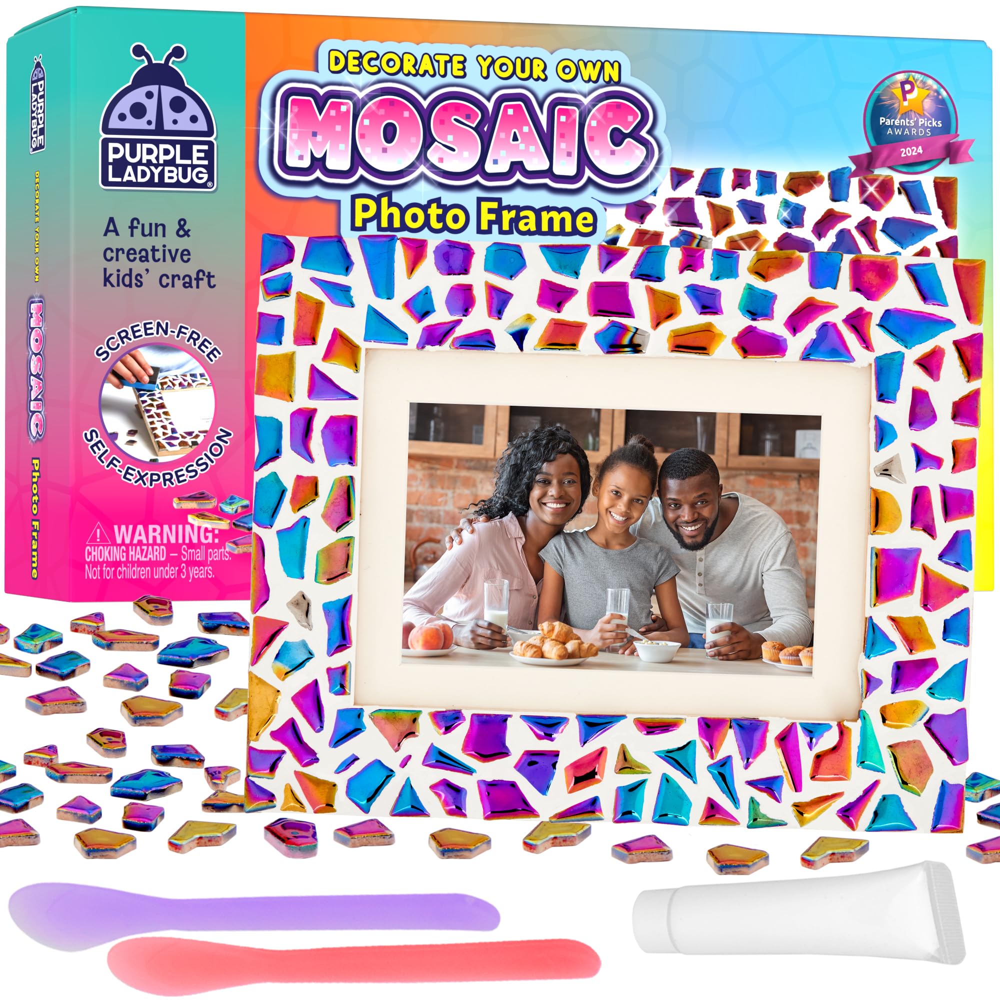 Purple Ladybug DIY Mosaic Picture Frame Kids Craft Kit - Valentines Day ...