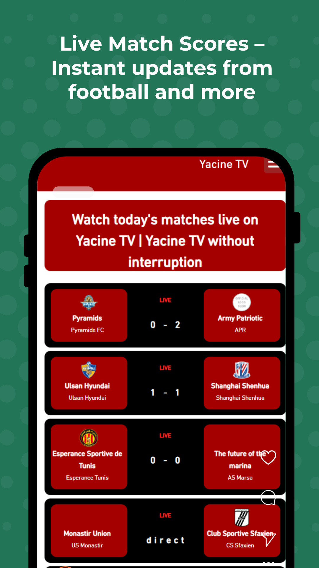Yacine Live Match - App on Amazon Appstore