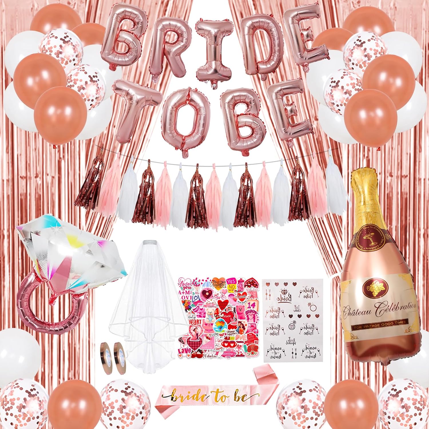 Amazon.com: Bachelorette Party Decorations - Rose Gold Bridal Shower ...