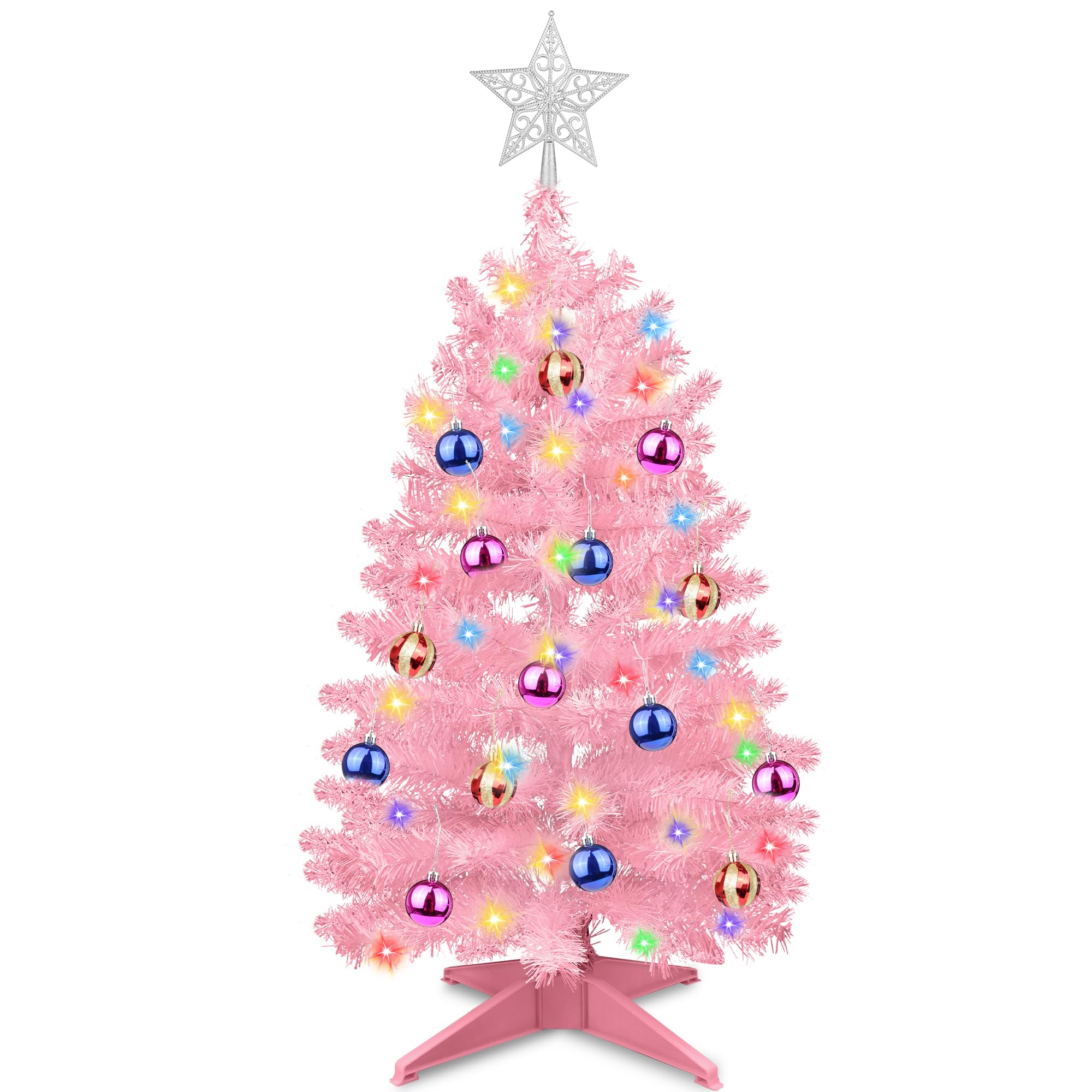 Amazon.com: 3 Ft Premium Pink Christmas Tree Dual Color Change 12 Modes ...