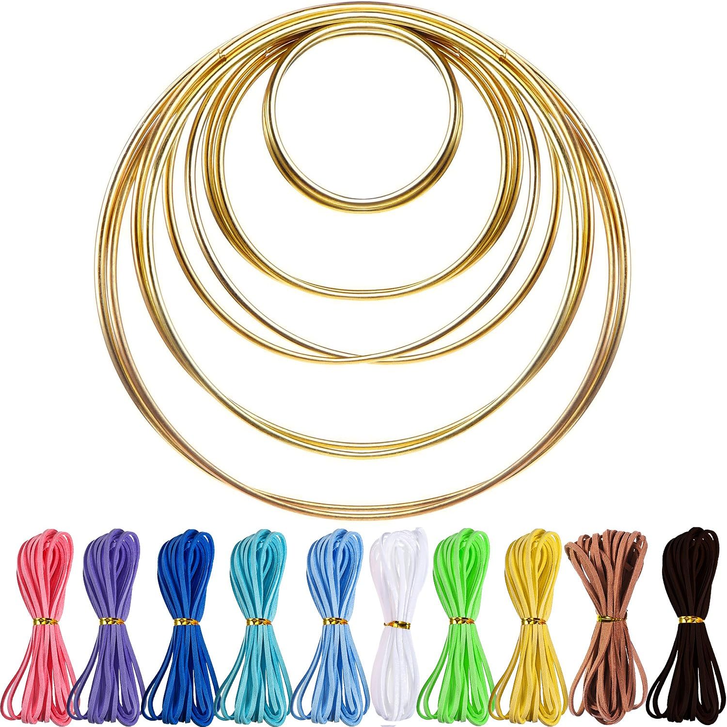Amazon.com: Hestya 10 pcs Metal Rings Hoops with 10 pcs 3 mm Faux Suede ...