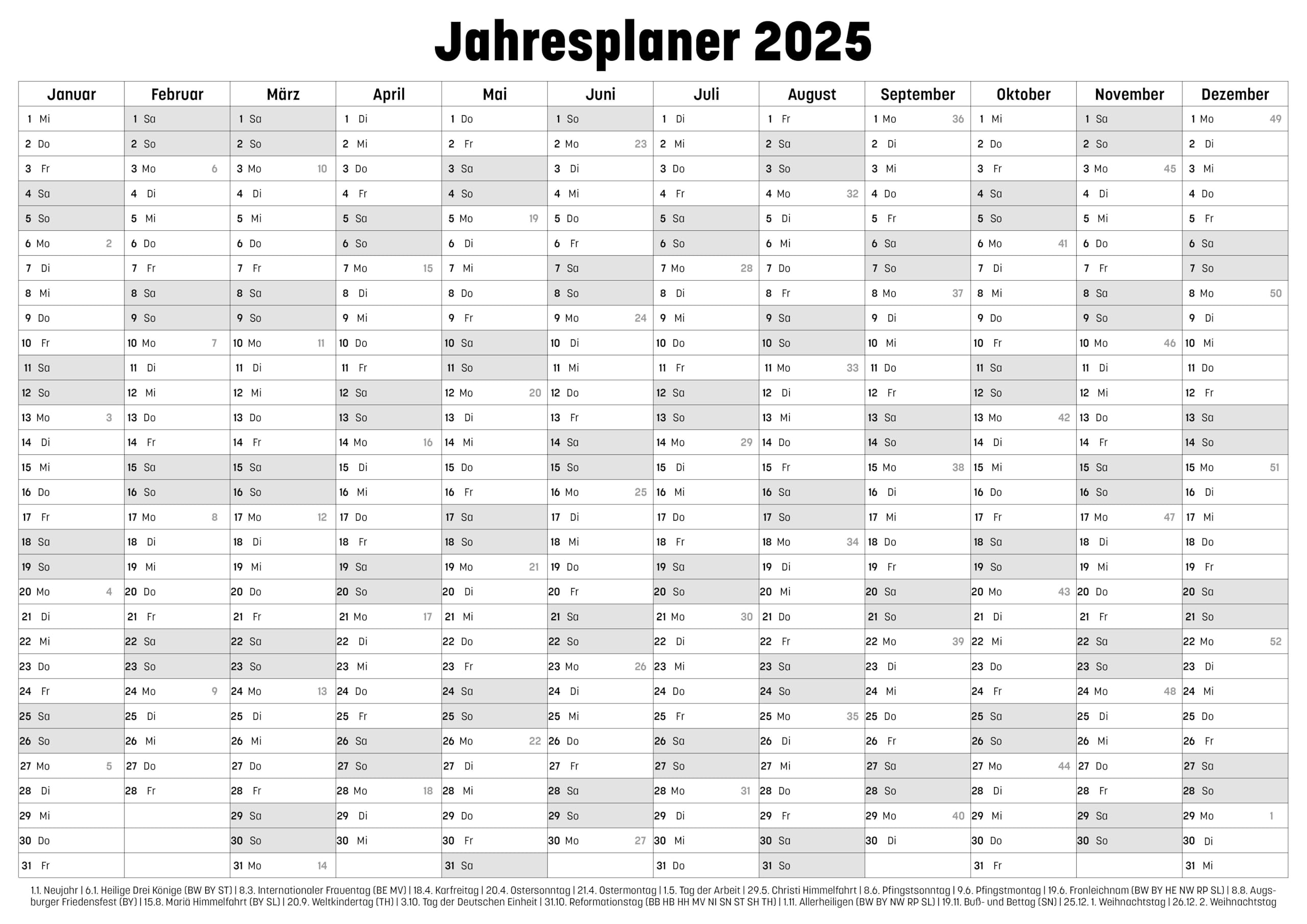 Jahresplaner 2025, Kalender im L- Format DIN A3 (420 x 297 mm ...
