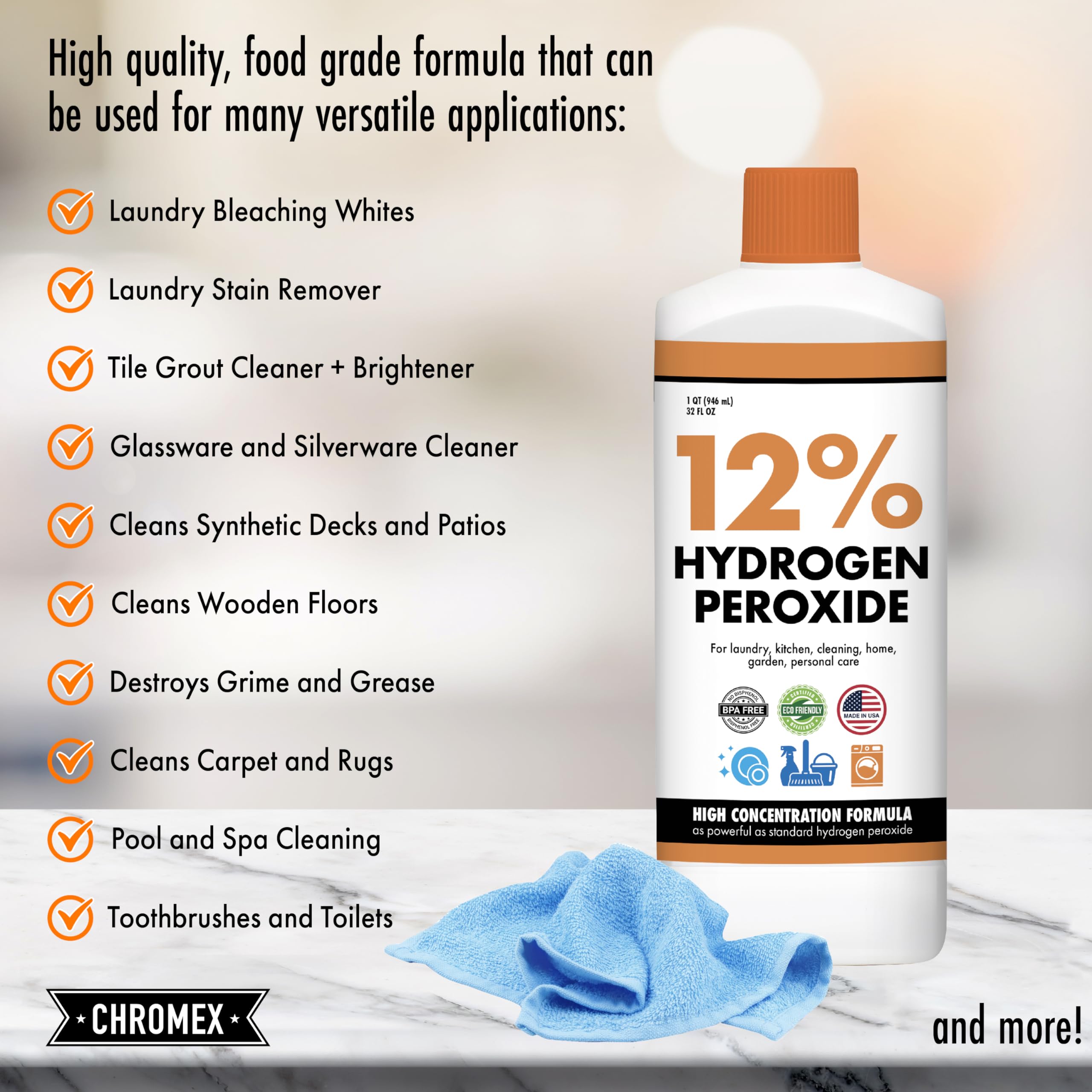 Snapklik.com : Hydrogen Peroxide 12 Percent Food Grade, 4x Power ...
