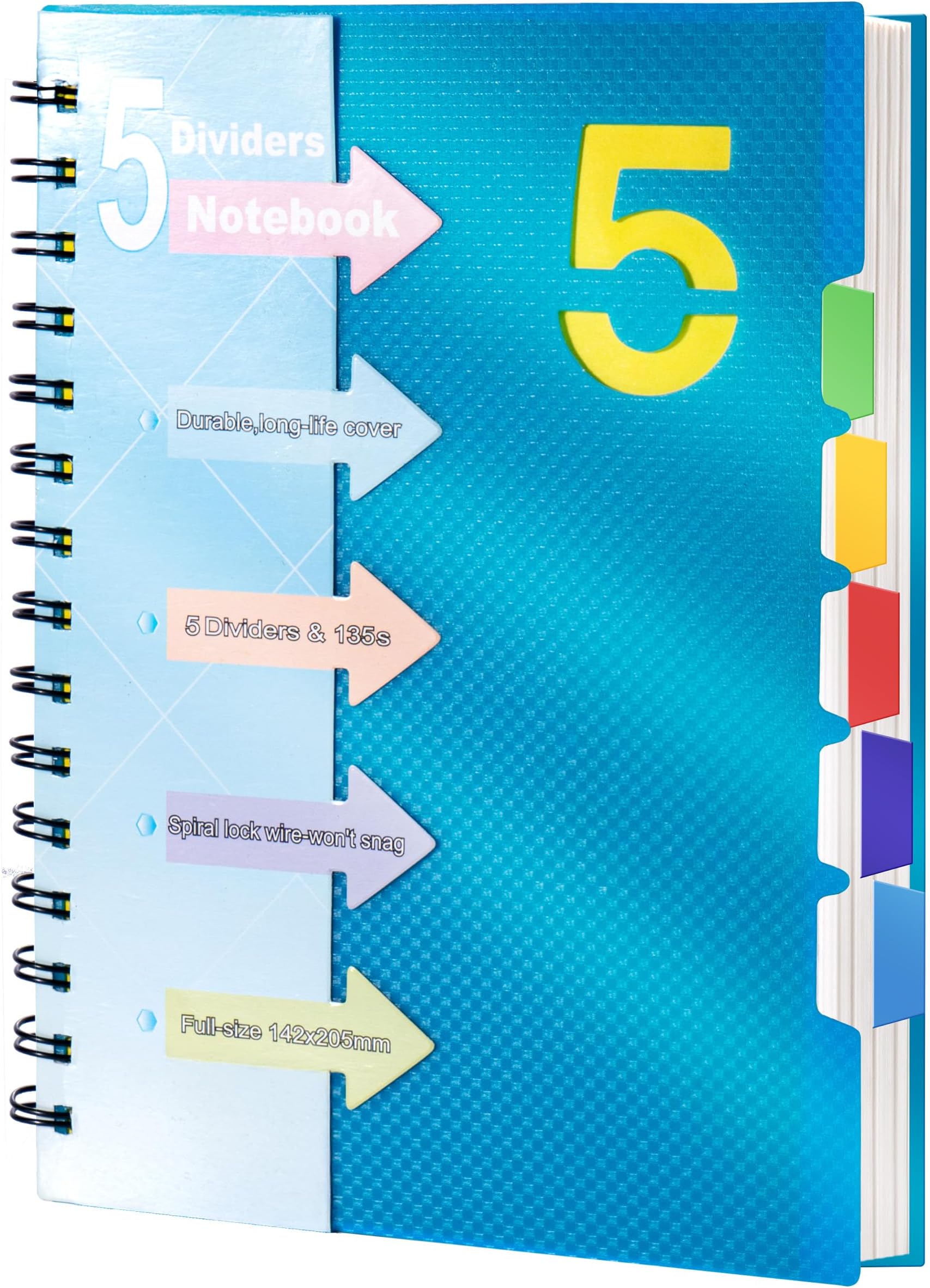 Amazon.com : CAGIE Spiral Notebook 5x7 with Dividers 5 Subject Notebook ...