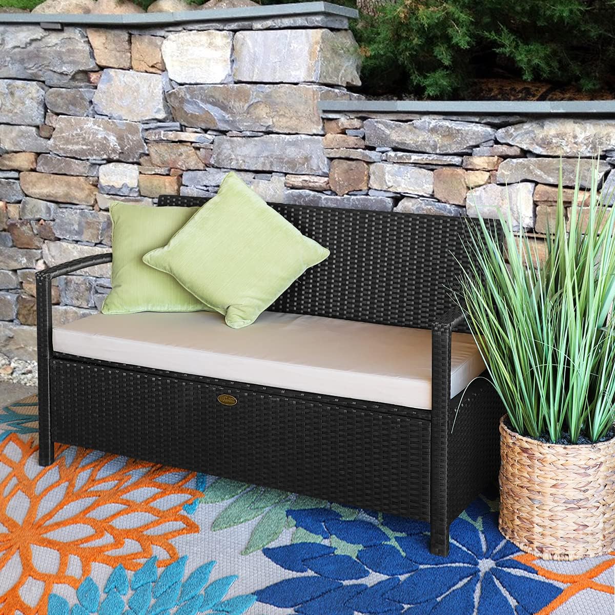 Amazon.com: Suncast 50 Gallon Patio Bench with Storage - Decorative ...