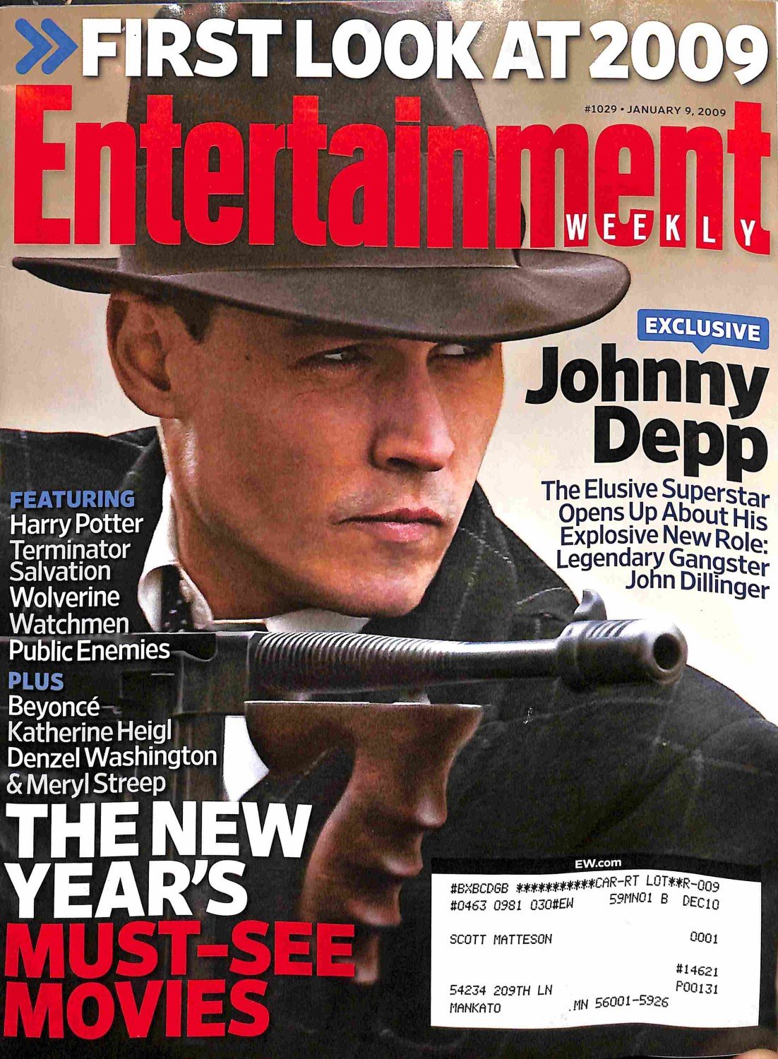 Entertainment Weekly January 9 2009 Johnny Depp (#1029): meremart ...