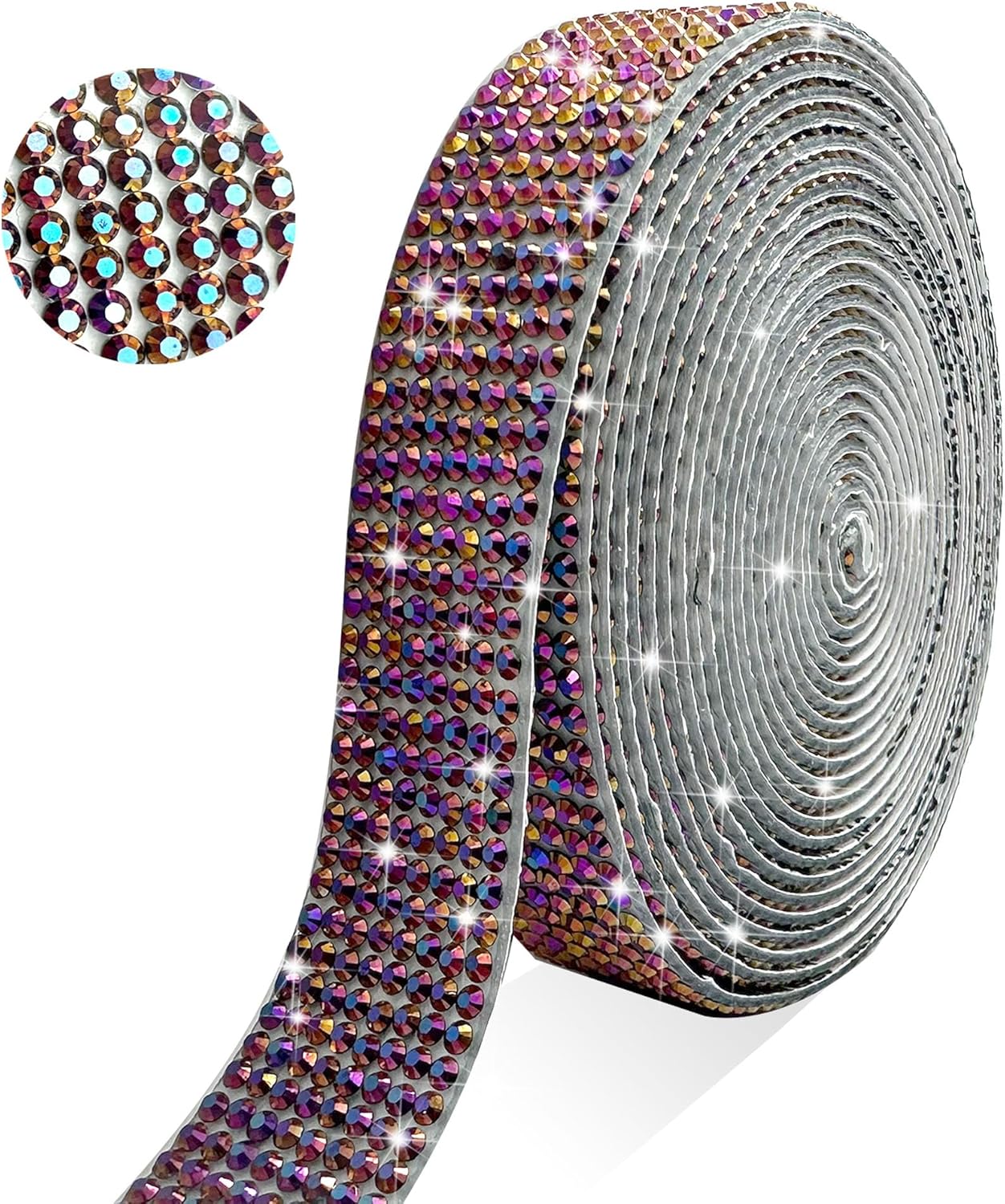 Amazon.com: GUGANEL Self Adhesive Black AB Rhinestone Ribbon Crystal ...