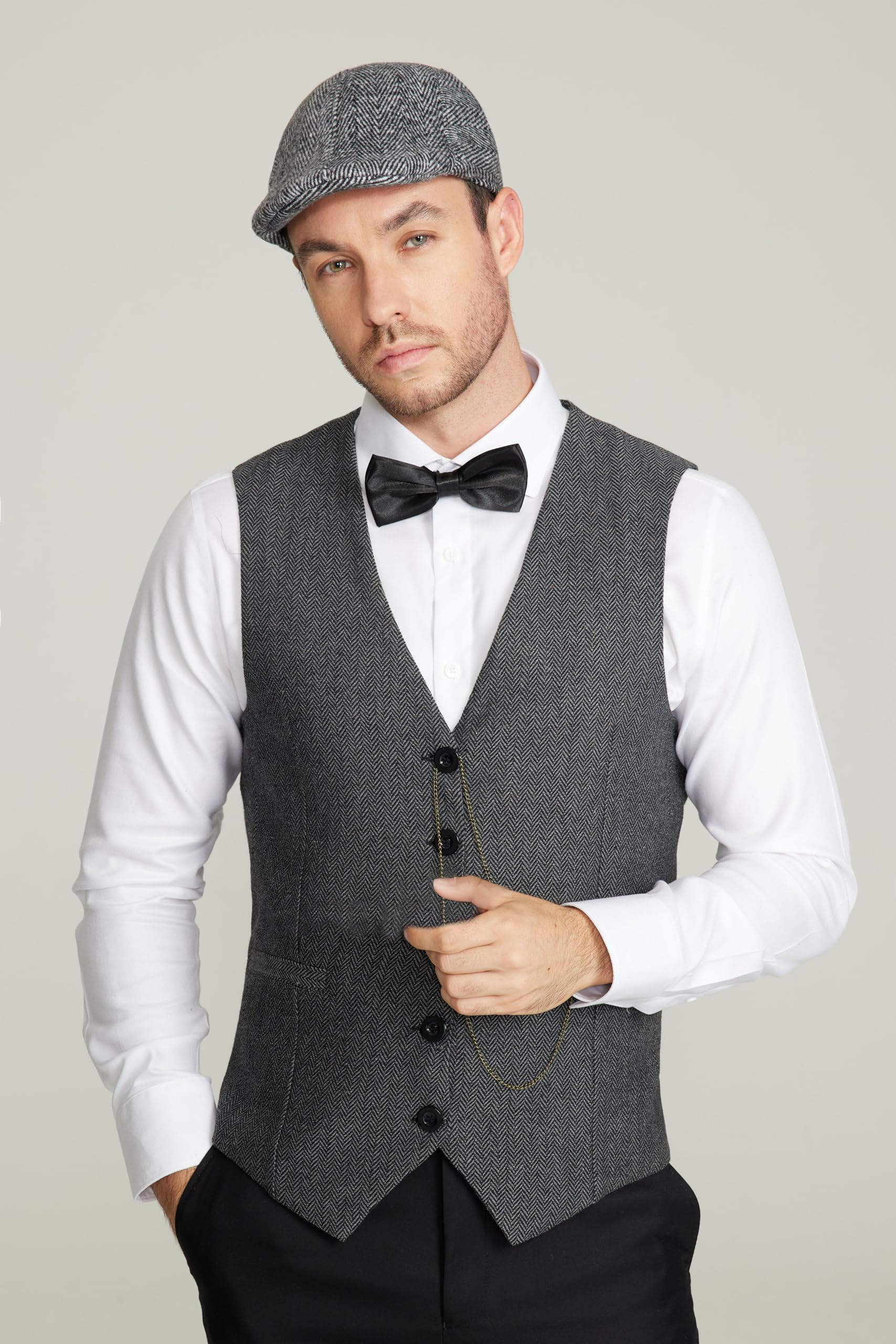 Snapklik.com : 1920s Mens Costume Gatsby Gangster Vest Fedora Hat ...