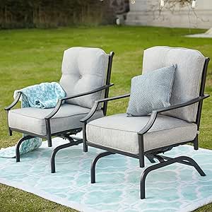 Amazon.com: Top Space Rocking Patio Chairs Outdoor Metal Furniture ...