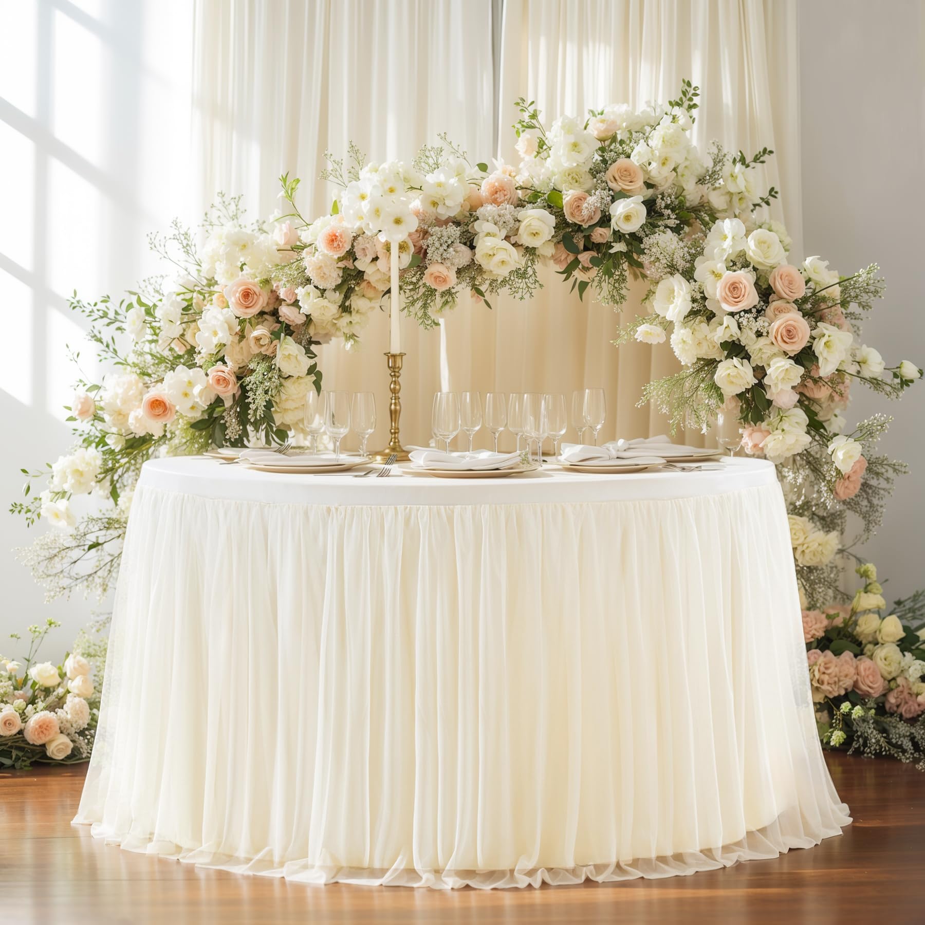 Amazon.com: Wish Care Champagne Spandex Round Tablecloths Fitted 4FT ...