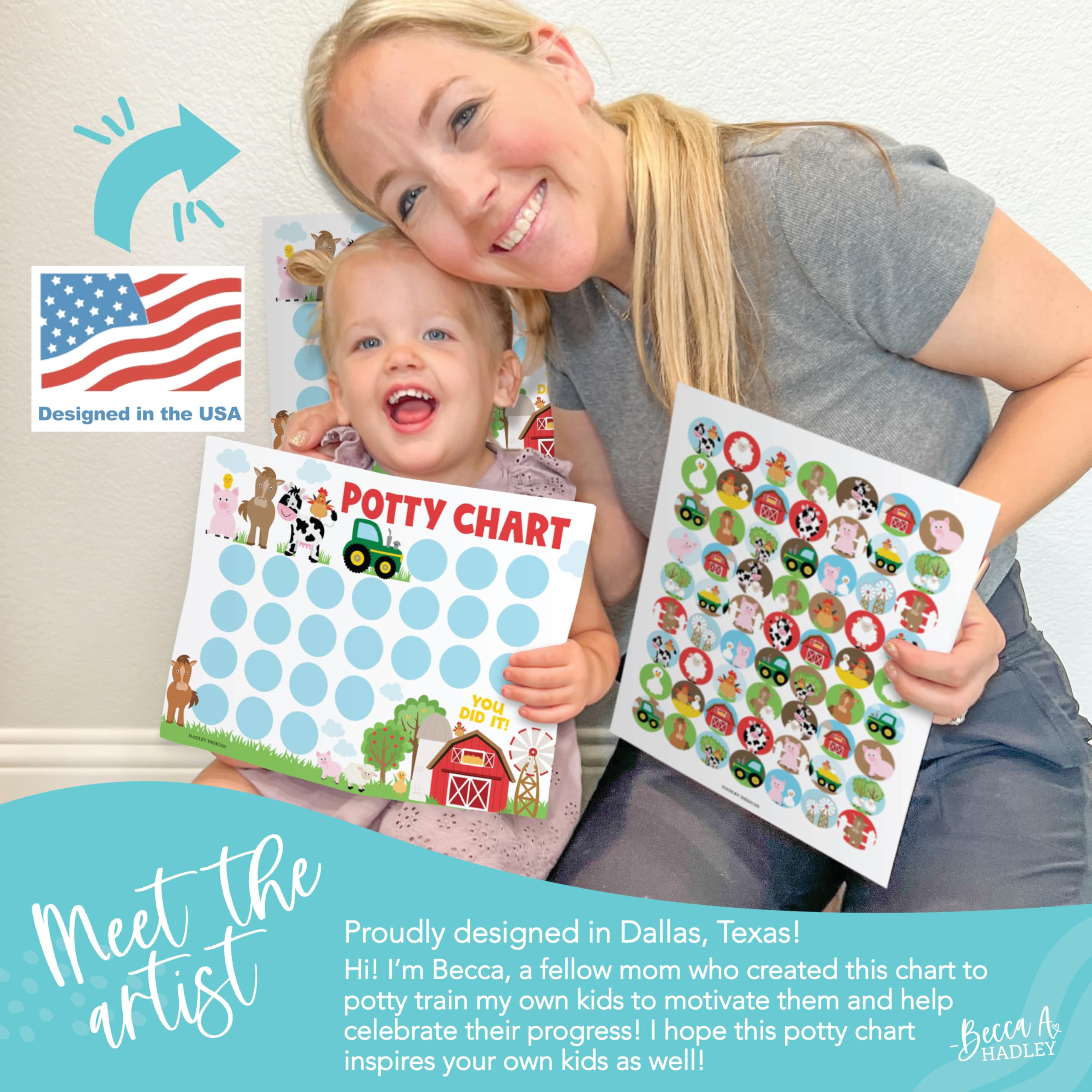 Snapklik.com : Hadley Designs Farm Animals Sticker Chart For Kids Potty ...