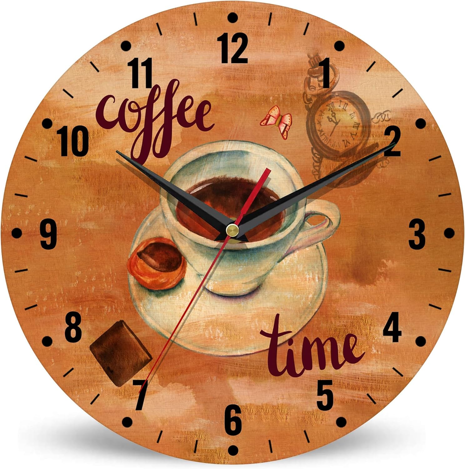 Amazon.com: SPUNKER Wall Clock,Vintage Coffee 10 Inch Wall Clock ...