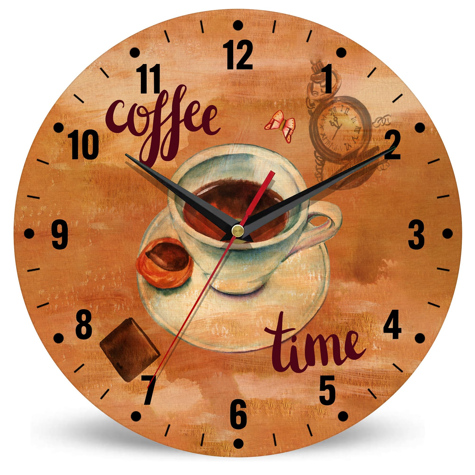 Amazon.com: SPUNKER Wall Clock,Vintage Coffee 10 Inch Wall Clock ...
