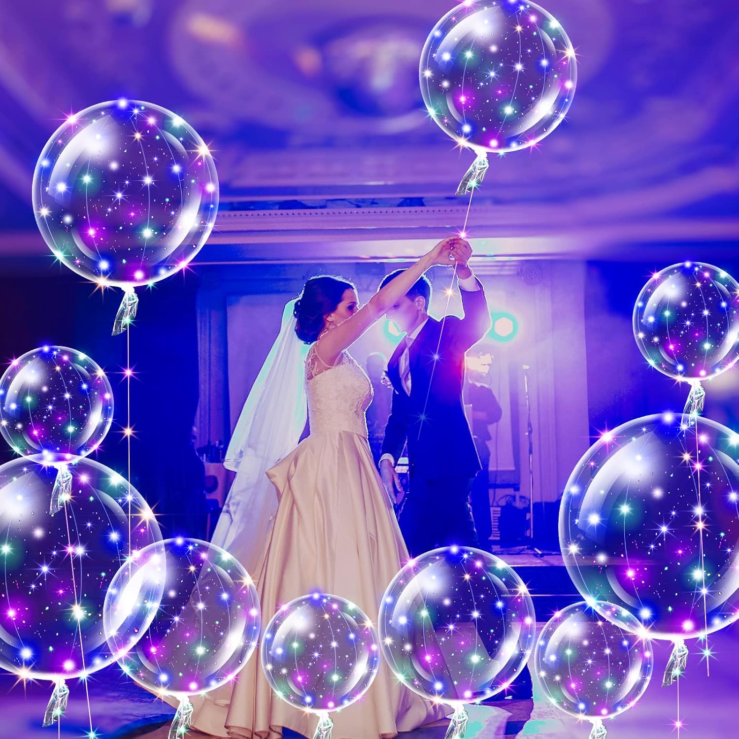 Juego de 40 globos transparentes LED transparentes con luces ...