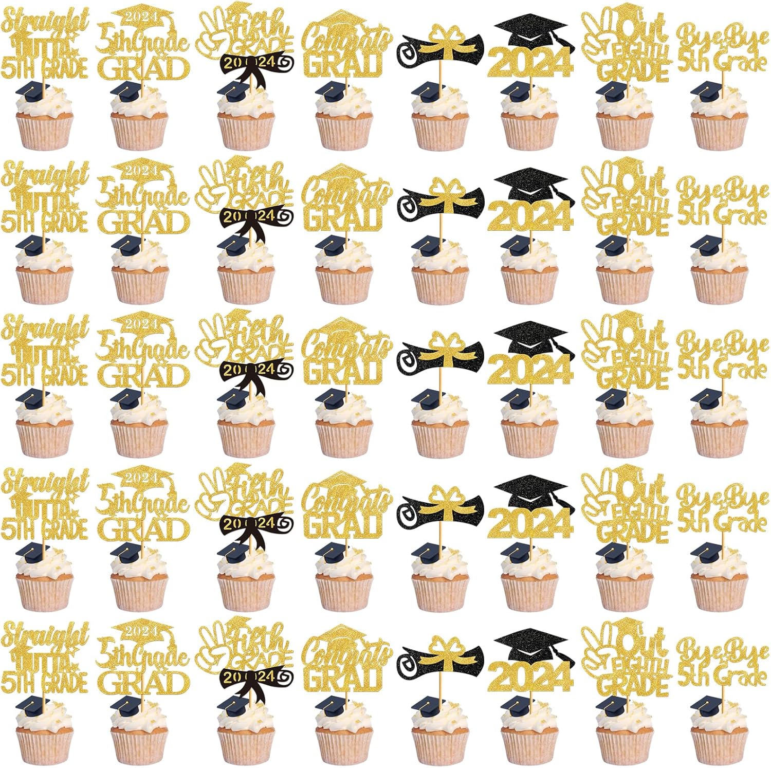 Amazon.com: 40Pcs 5th Grade Graduation Cupcake Toppers Graduation ...