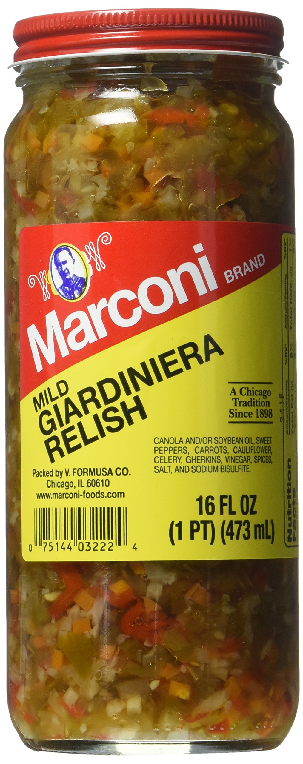 Amazon.com : Marconi Mild Giardiniera Relish, 16 Ounce : Grocery ...