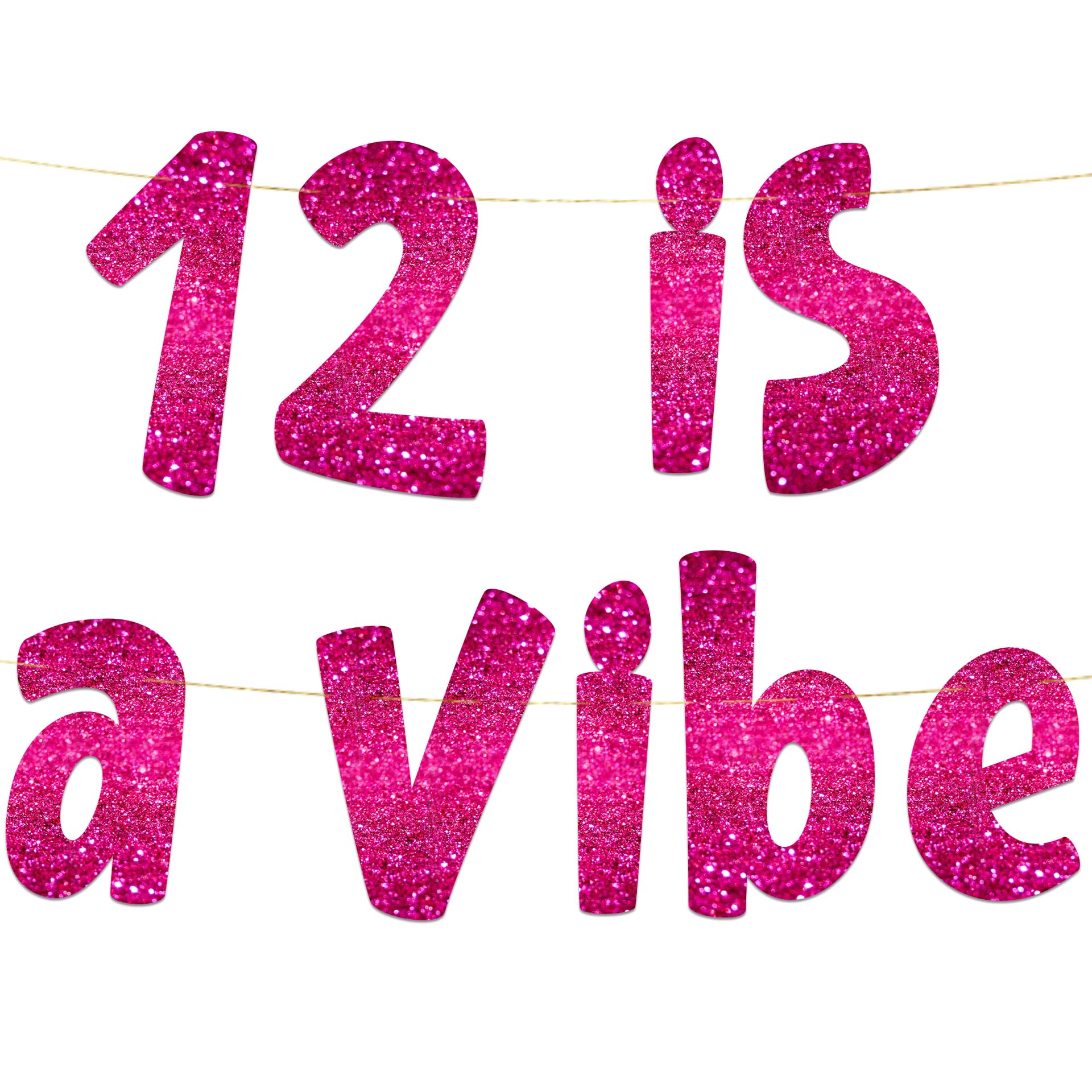 Amazon.com: 12 is a Vibe Pink Glitter Banner - 12th Birthday Party ...