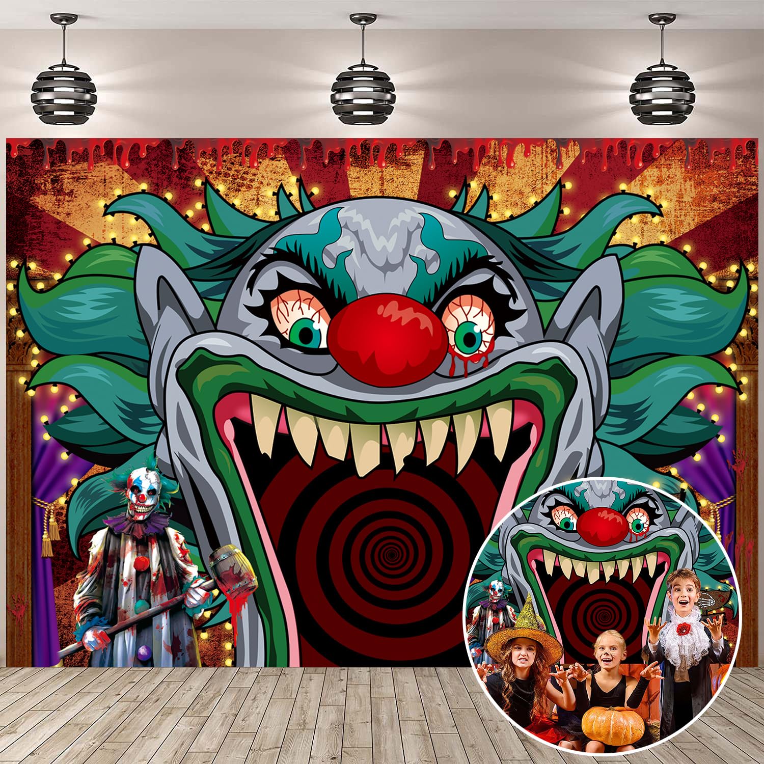 Amazon.com : Horror Clown Backdrop Halloween Scary Circus Carnival ...