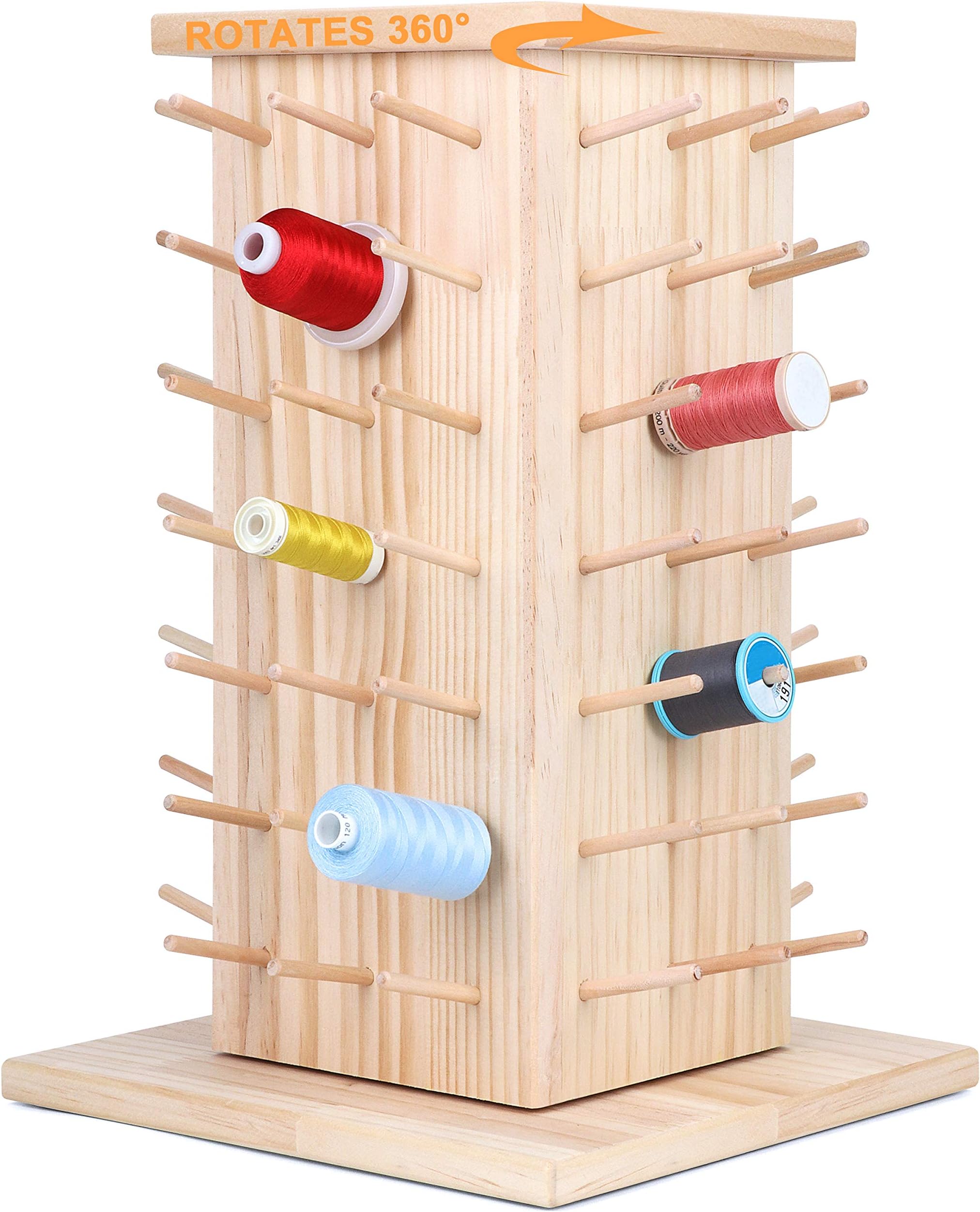 New brothread 93 Spools (DIY) 360° Fully Rotating Wooden Thread Rack ...